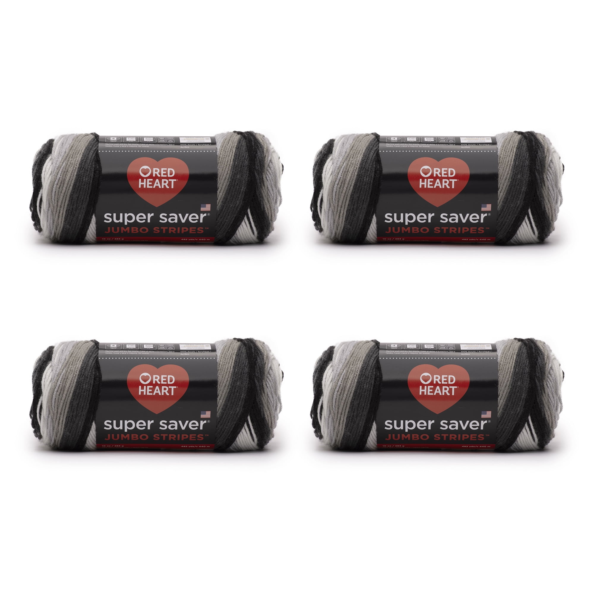 Red Heart Super Saver Jumbo #4 Medium Acrylic Yarn, Newspaper Stripe ...