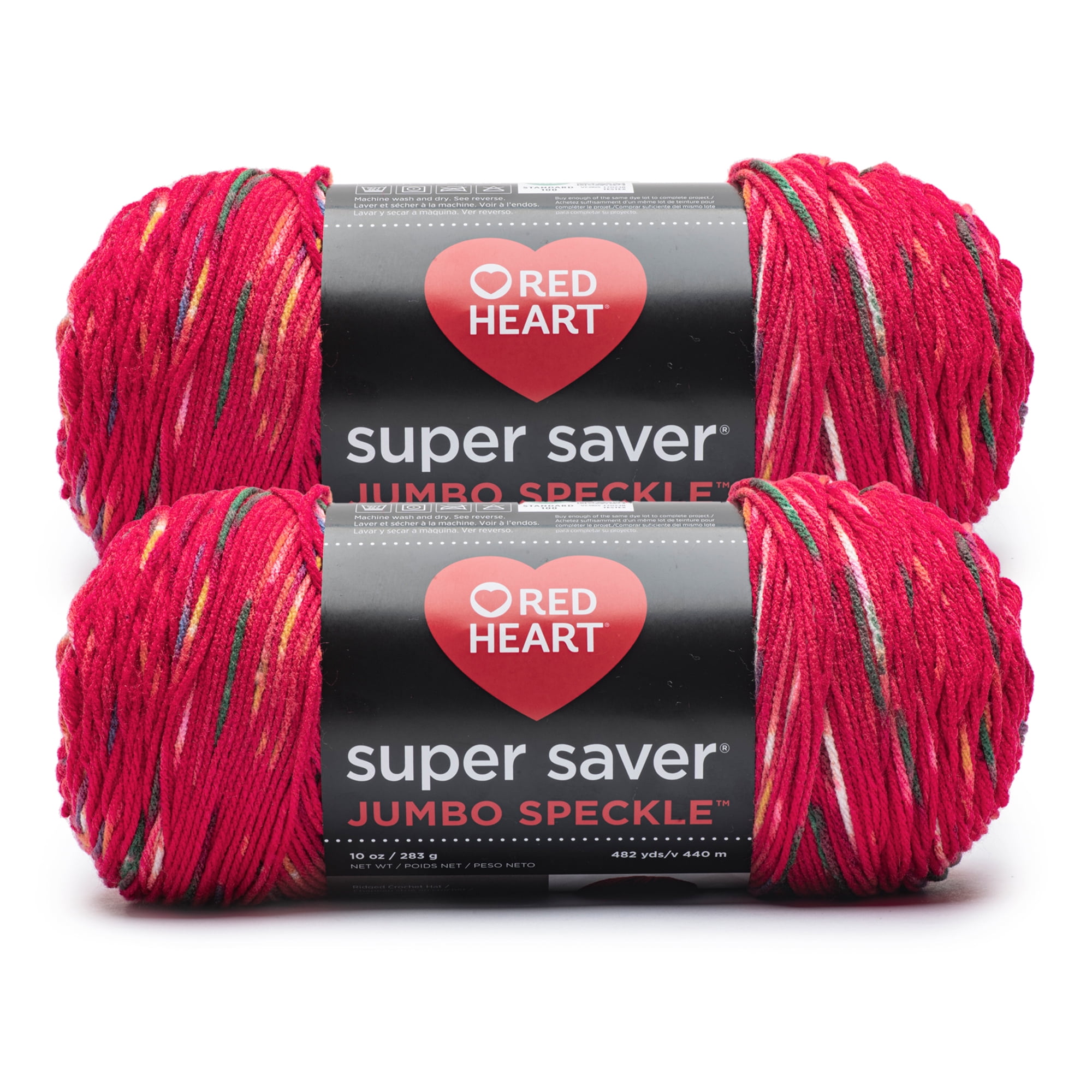 Red Heart® Super Saver® Jumbo Speckle #4 Medium Acrylic Yarn, Cherry ...