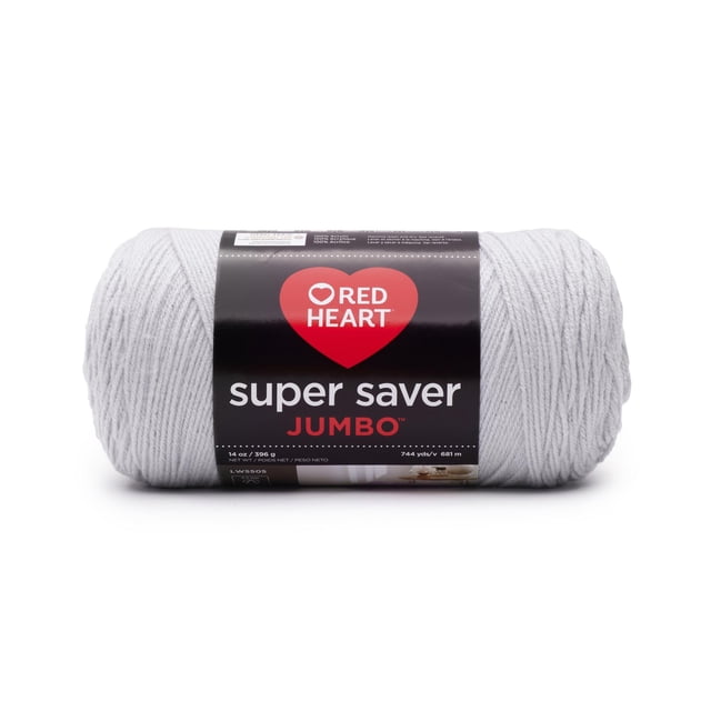 Red Heart Super Saver Jumbo Yarn, Light Grey, #4 Medium, Acrylic, 14oz ...