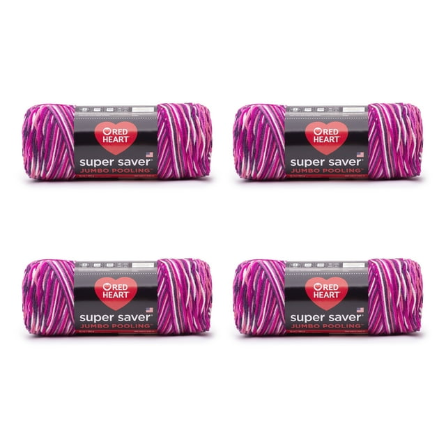 Red Heart Super Saver Medium Acrylic Berry Pooling Yarn, 482 yd (4 Pack ...
