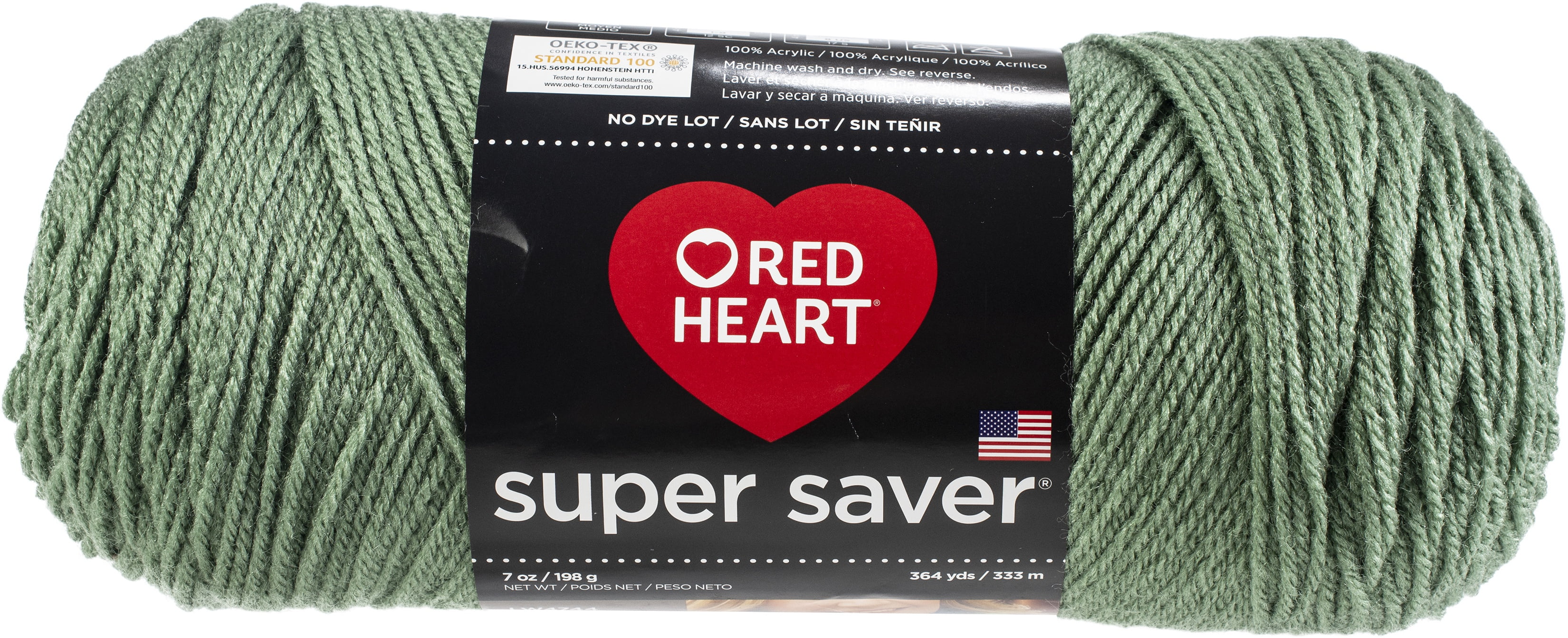 Red Heart Favorite Super Saver Medium Acrylic Yarn, Light Sage, 364 yd ...