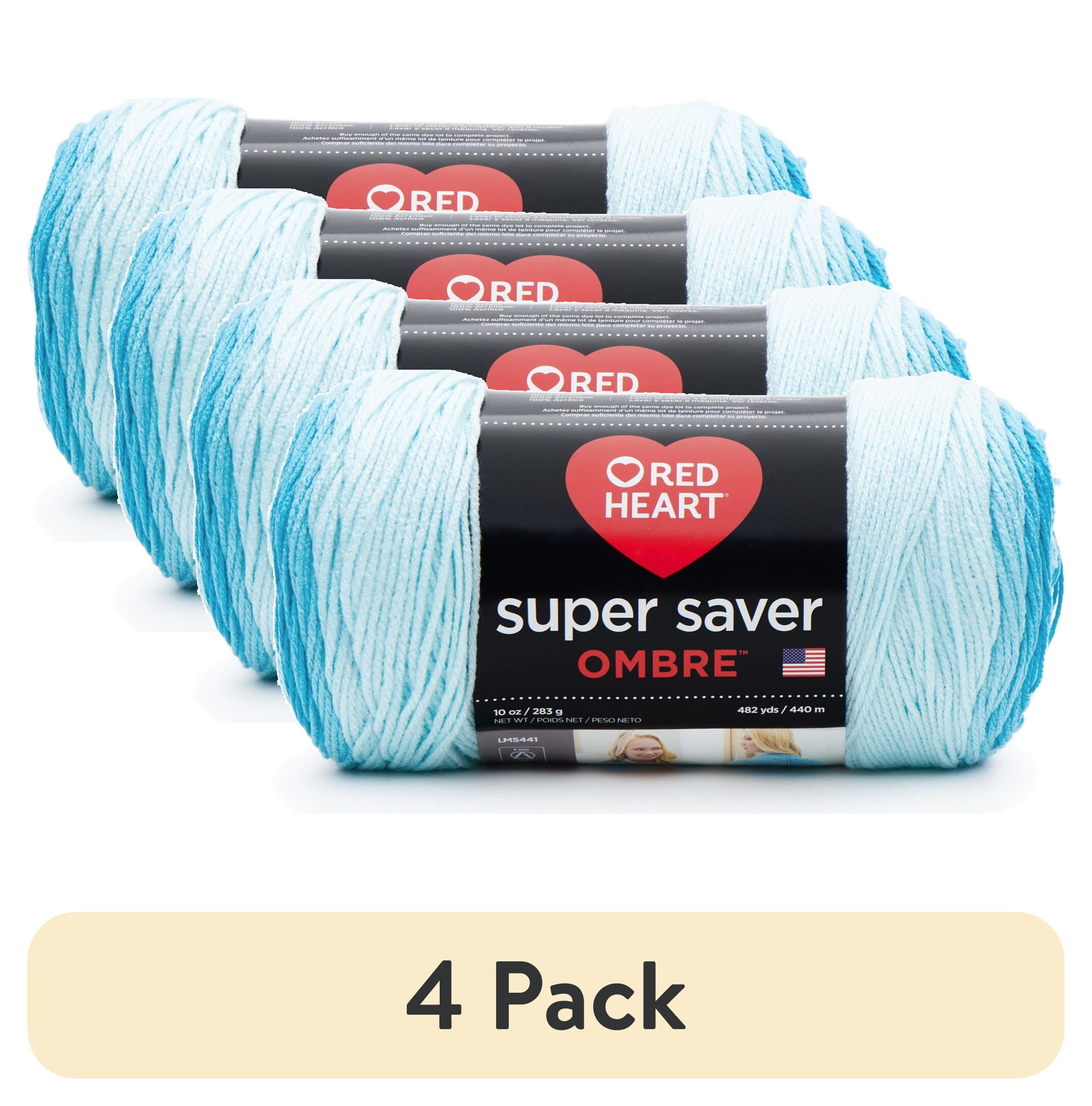 (4 pack) Red Heart Super Saver Ombre 4 Medium Acrylic Yarn, Scuba 10oz ...