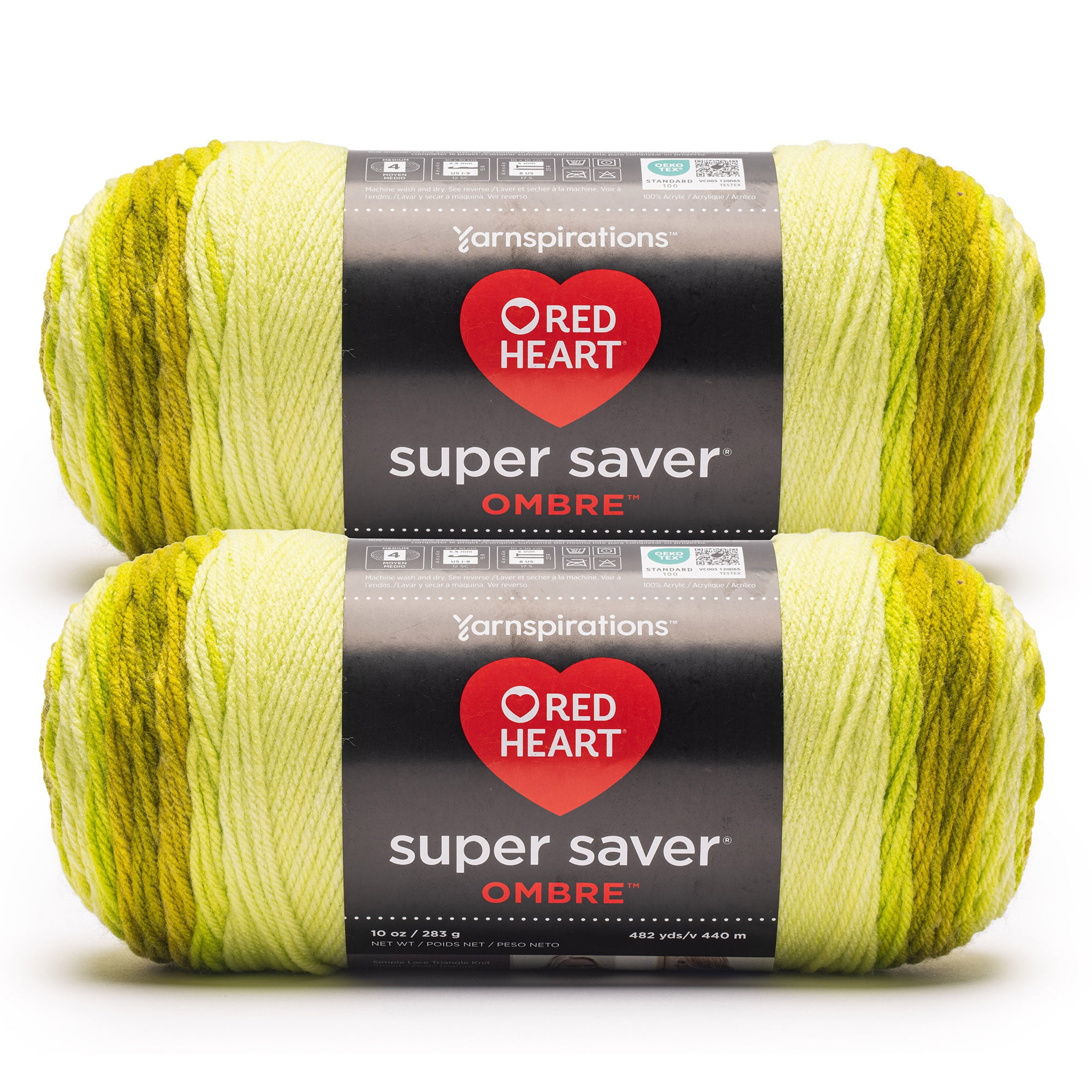Red Heart® Super Saver Ombre™ #4 Worsted (Medium) Acrylic Yarn, Lime ...