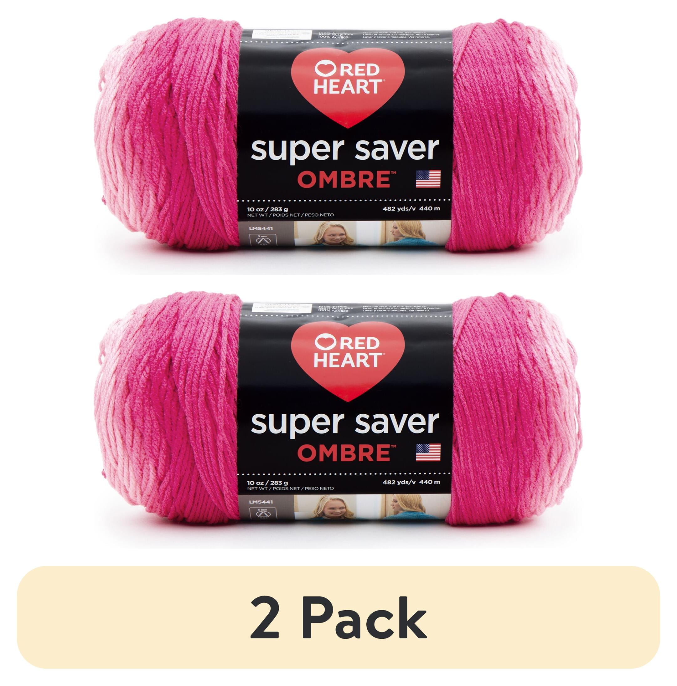 (2 pack) Red Heart Super Saver Ombre Medium Acrylic Jazzy Yarn, 482 yd ...