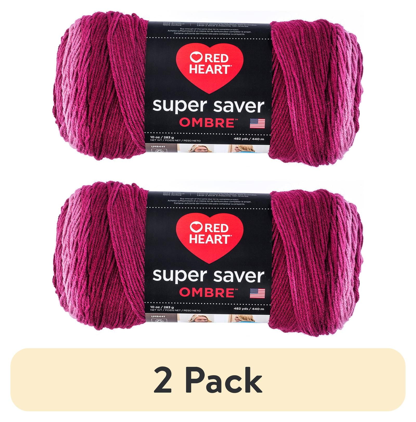 (2 pack) Red Heart Super Saver Ombre Yarn-Anemone - Walmart.com
