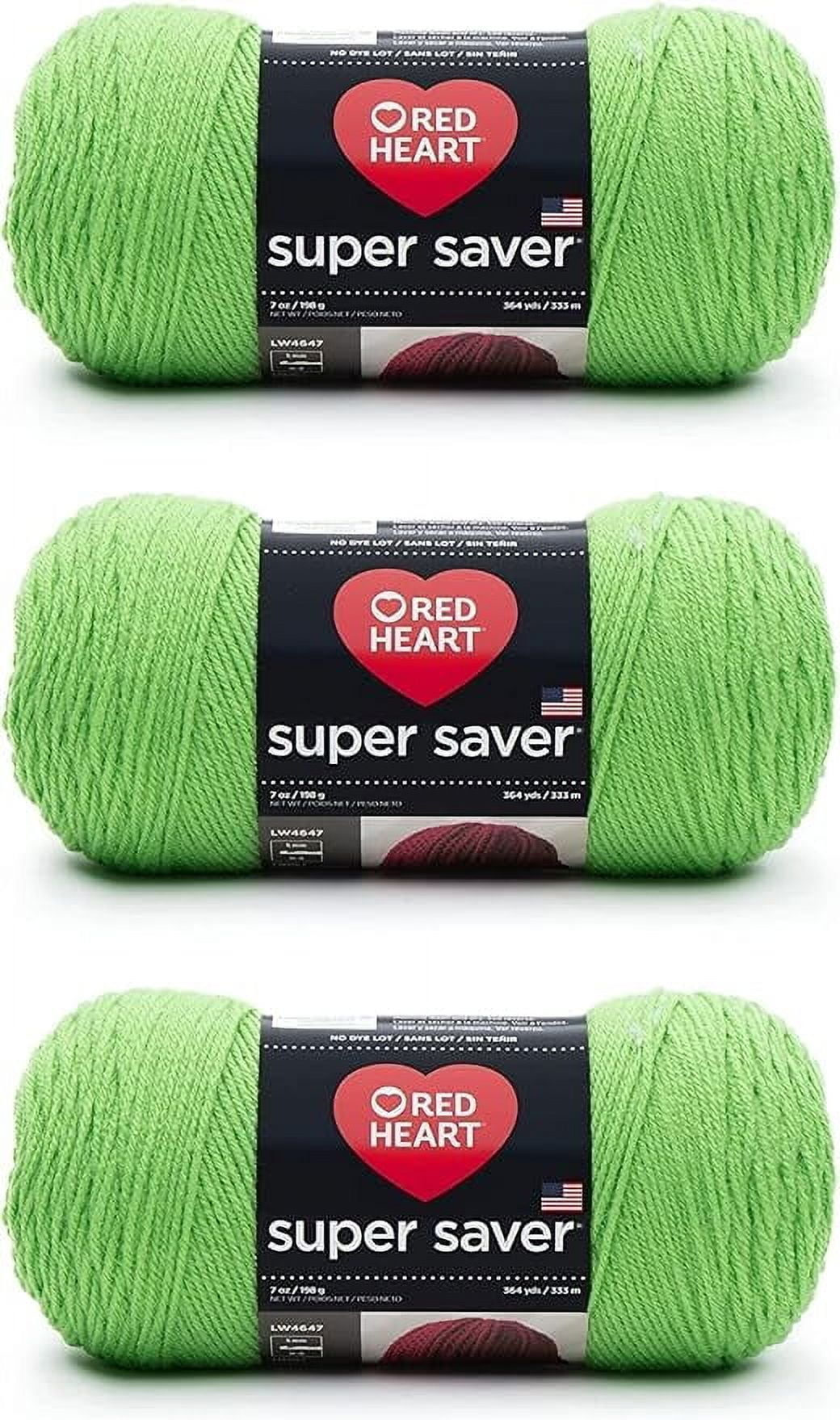 Red Heart Super Saver Spring Green Yarn - 3 Pack of 198g/7oz - Acrylic - 4 Medium (Worsted ...