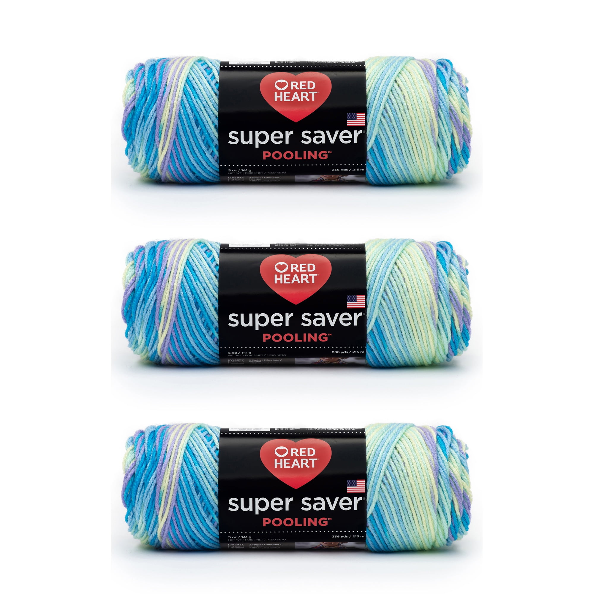 Red Heart Super Saver Favorite Stillwater Yarn - 3 Pack, 141g/5oz ...