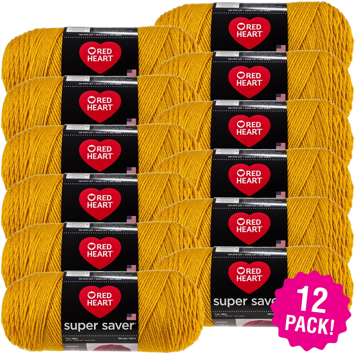 Red Heart Super Saver Yarn 12/Pk-Gold - Walmart.com
