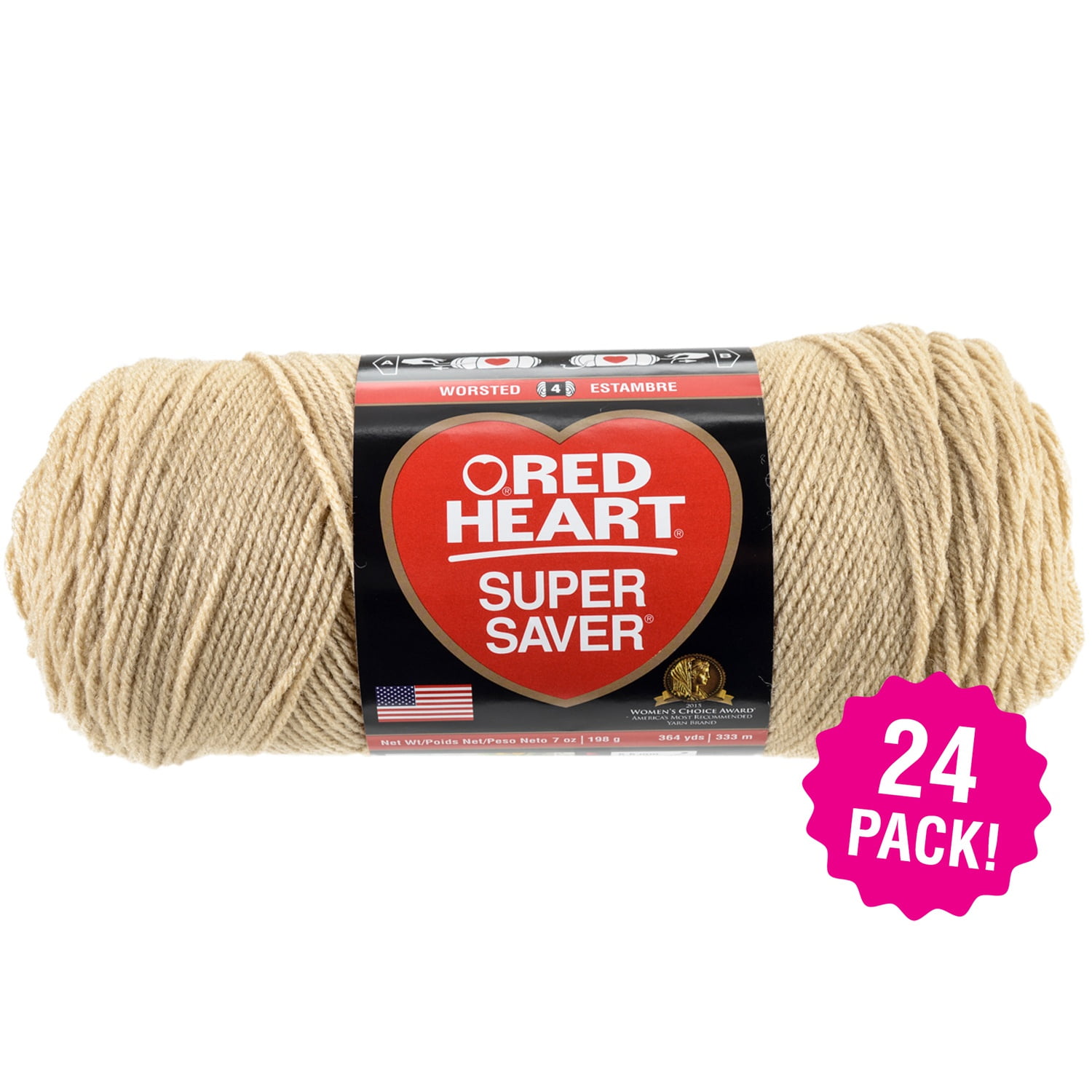 Red Heart Super Saver Yarn 24/Pk-Buff - Walmart.com