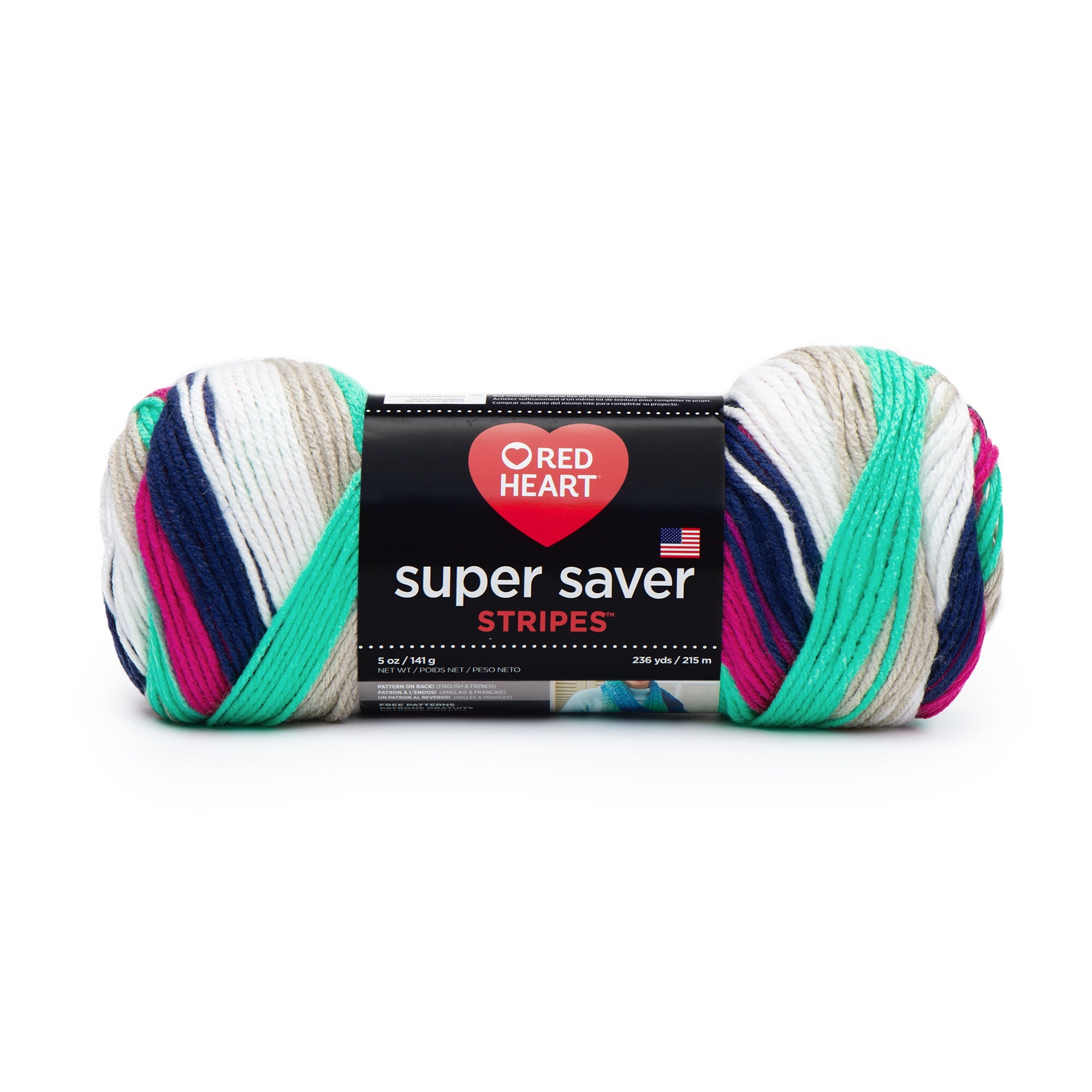 Red Heart Super Saver Yarn, Derby Stripe, 5oz(141g), Medium, Acrylic ...