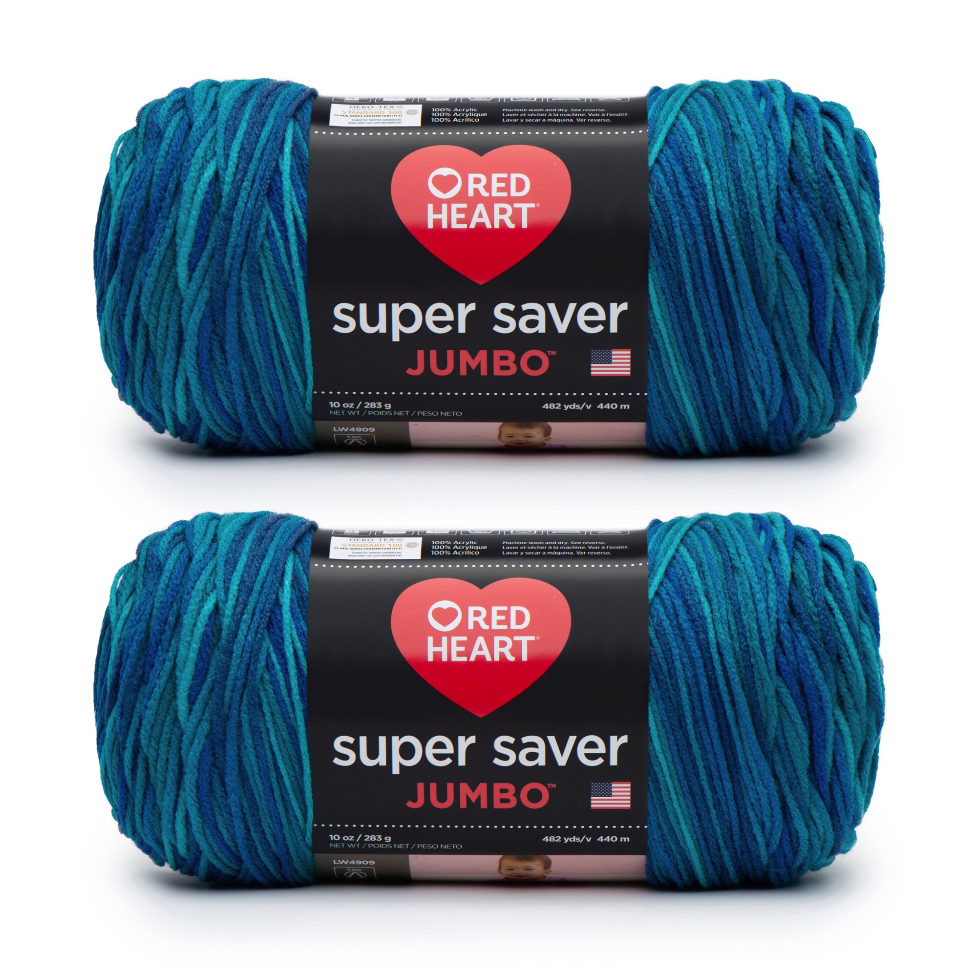 Red Heart Super Saver Jumbo #4 Medium Acrylic Yarn, Latte Stripe 10oz ...