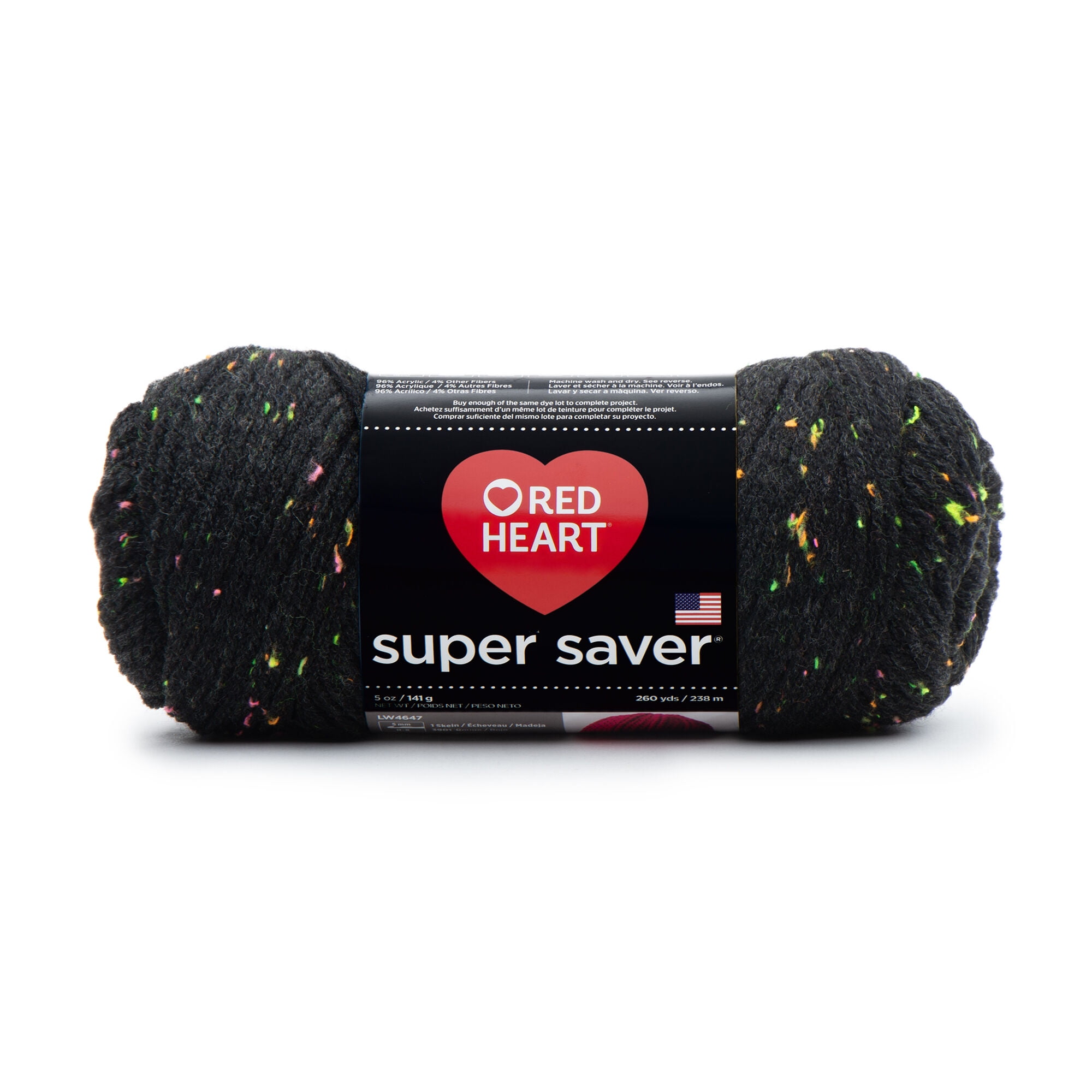 Red Heart Super Saver Yarn, Neon Fleck, 5oz(141g), Medium, Acrylic ...