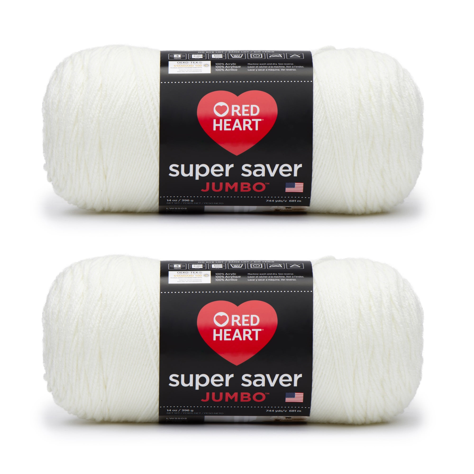 Red Heart Super Saver Soft White Yarn, Medium Weight, 100% Acrylic ...
