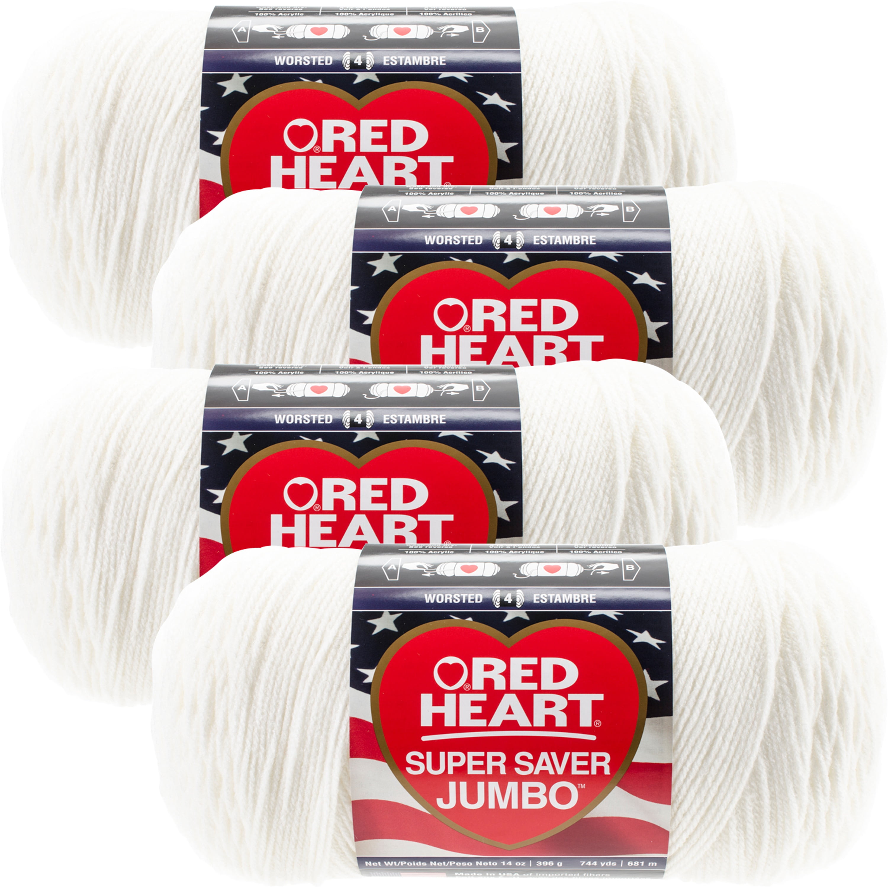 Red Heart Super Saver Yarn-Soft White, Multipack Of 4 - Walmart.com