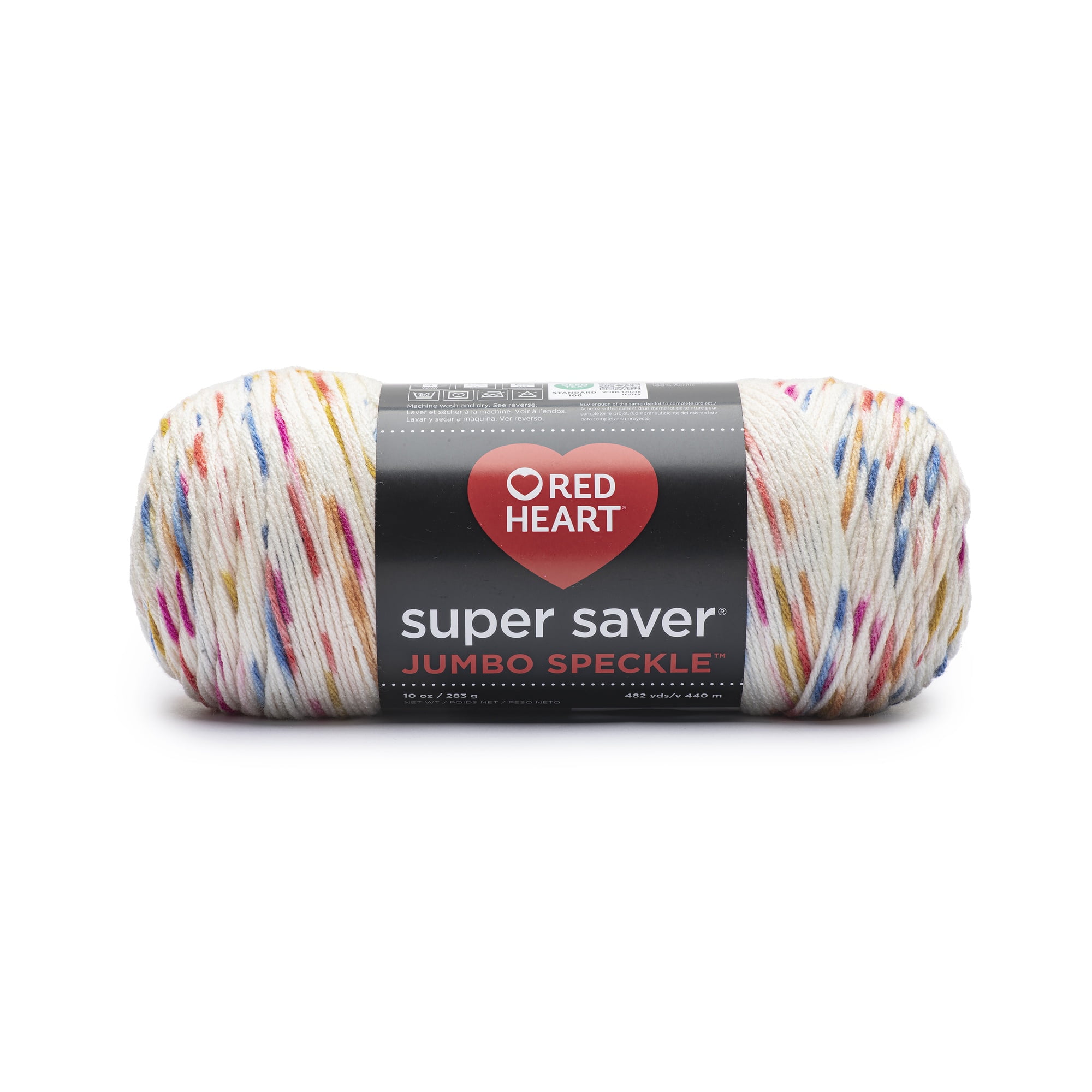 Red Heart Super Saver Medium Acrylic Yarn, Speckle White, 10oz 482yd ...