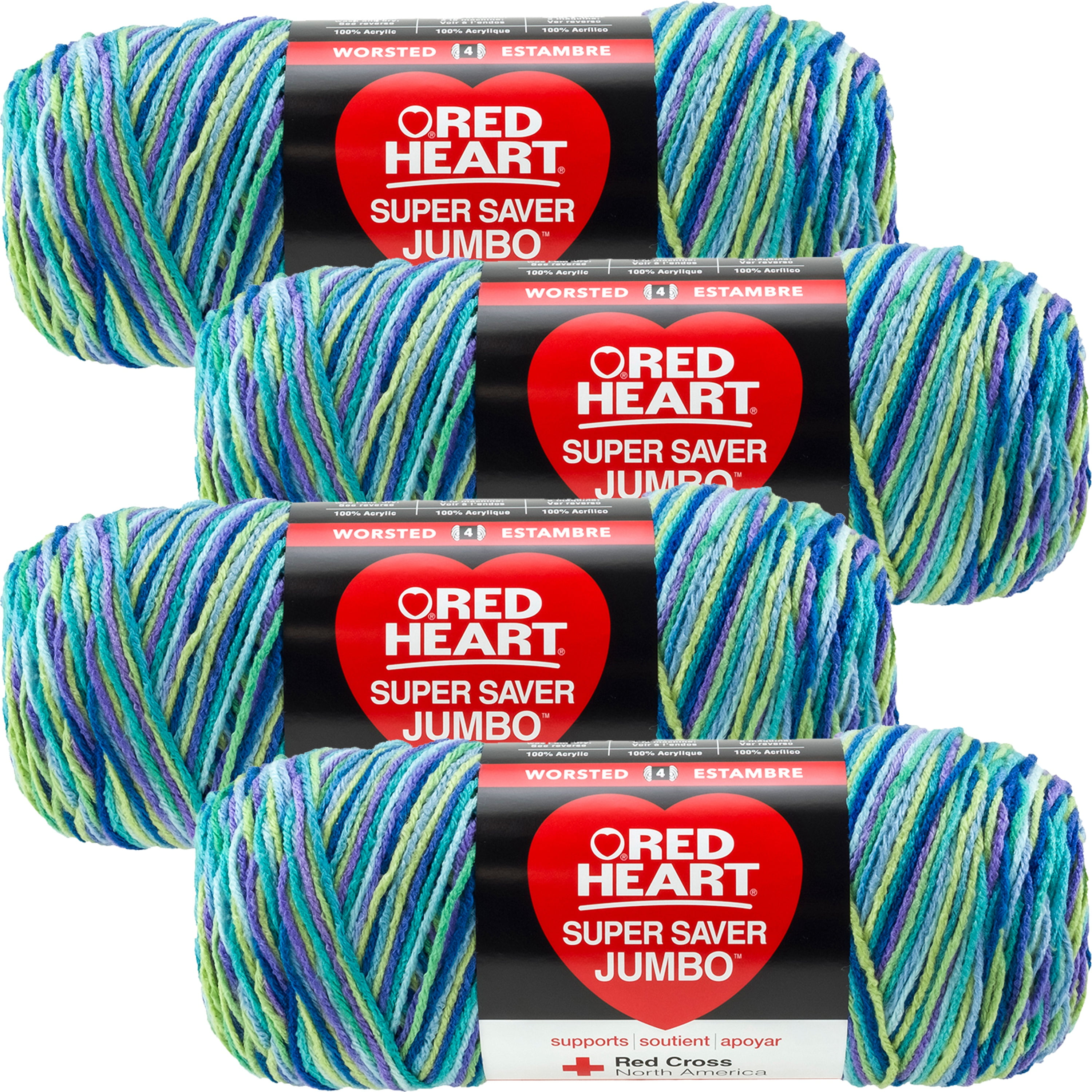 Multipack of 4 - Red Heart Super Saver Jumbo Yarn-Wildflower - Walmart.com