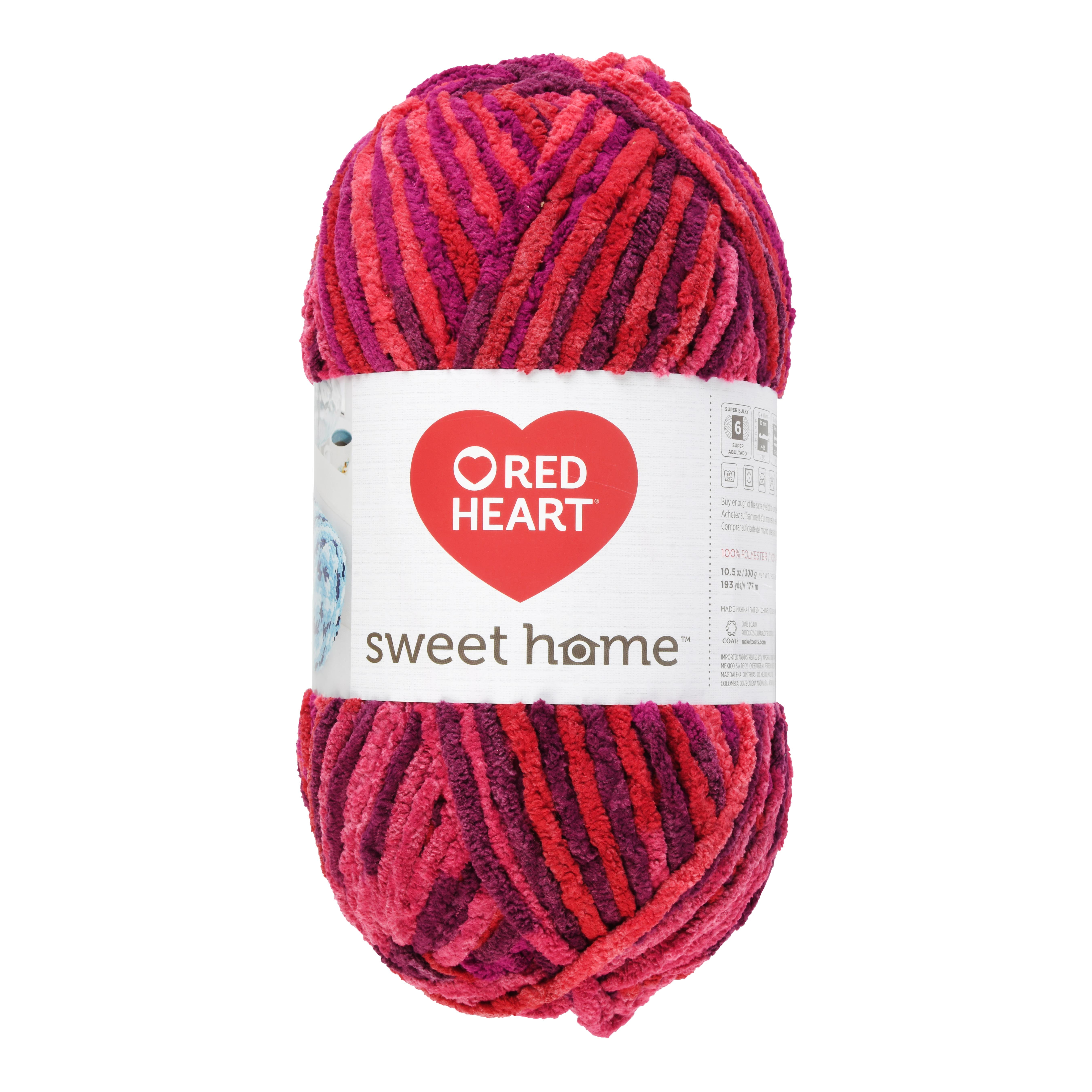 Red Heart Sweet Home Super Bulky 100% Polyester Berry Bliss Yarn, 193 ...