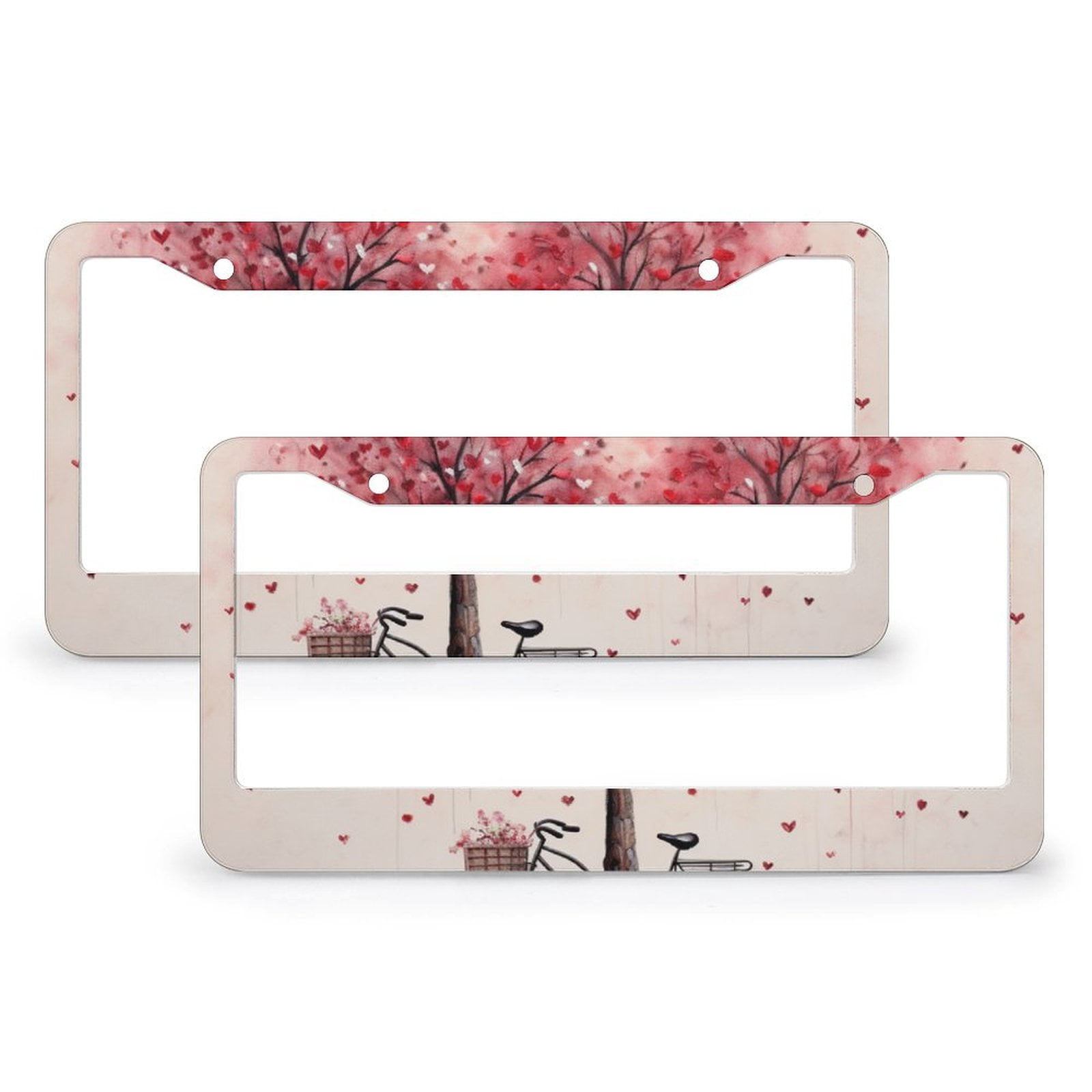 Red Heart Tree With Love Bicycle License Plate Frame 2 Pack Spring ...