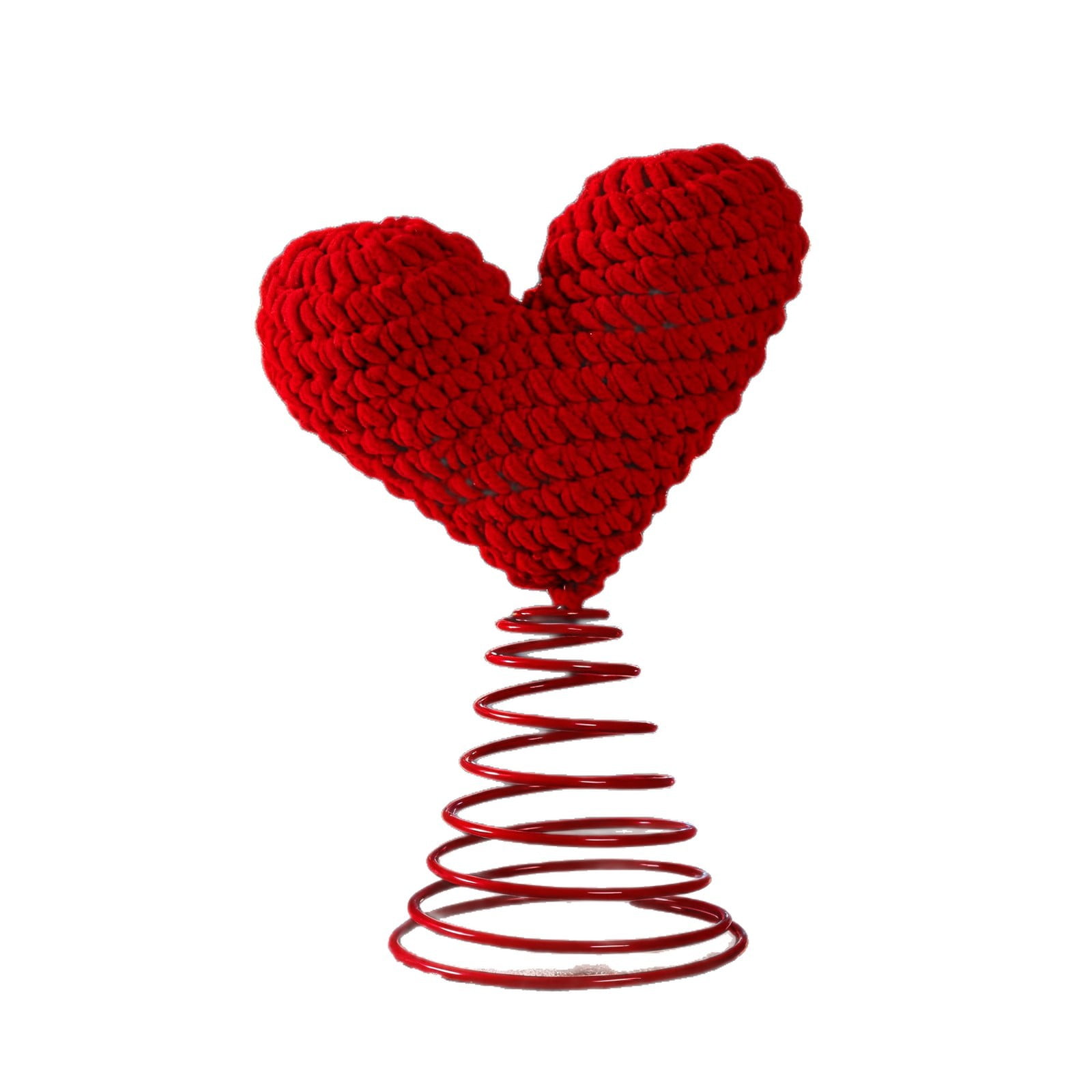 Red Heart Tree Topper - Knit Yarn Christmas Decorations for Tree Top ...