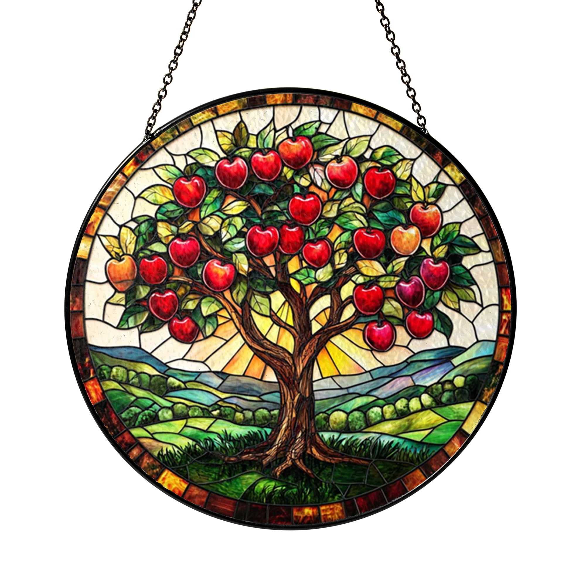 Red Heart Tree Window Hanging – Stained Glass Style Art - Walmart.com