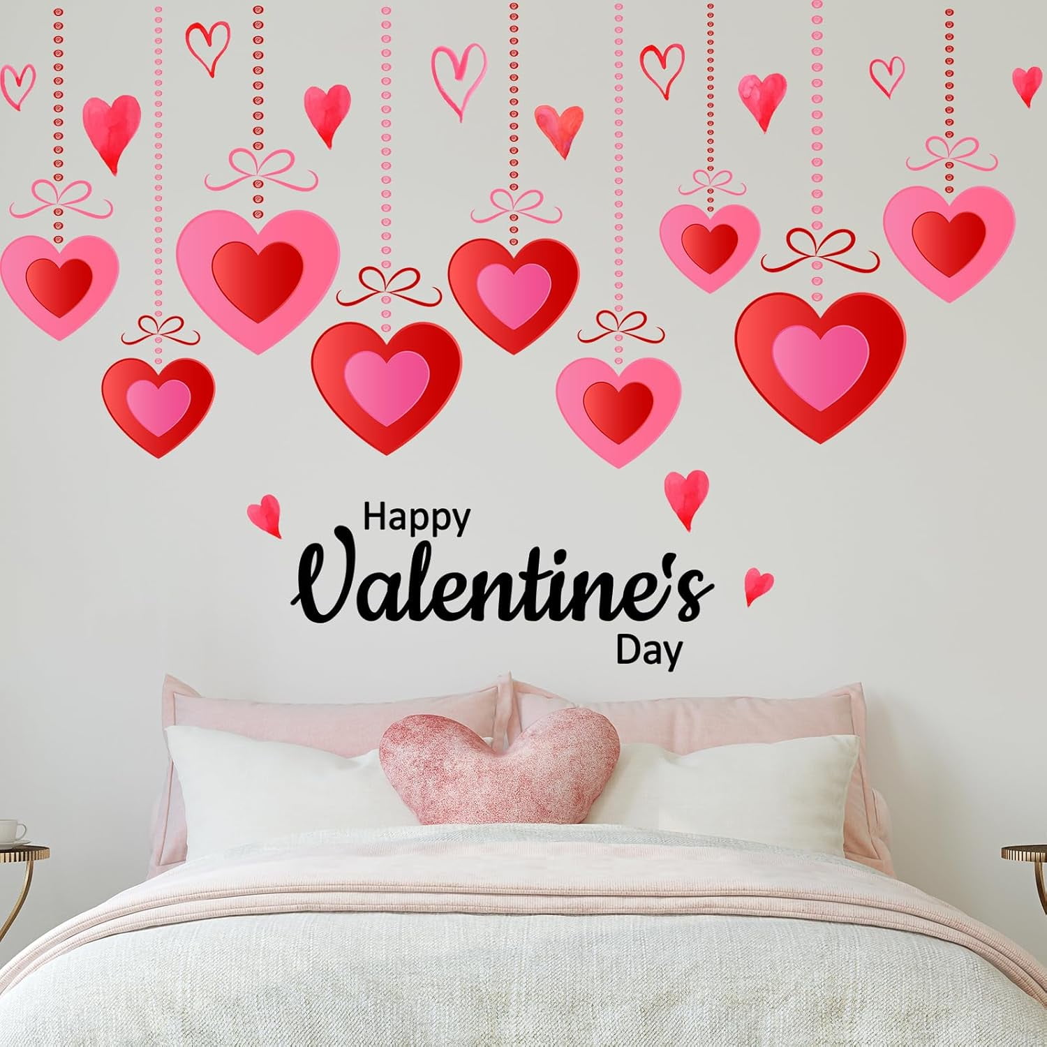 Red Heart Valentine’s Day Wall Decals - Romantic Love Heart Wall ...