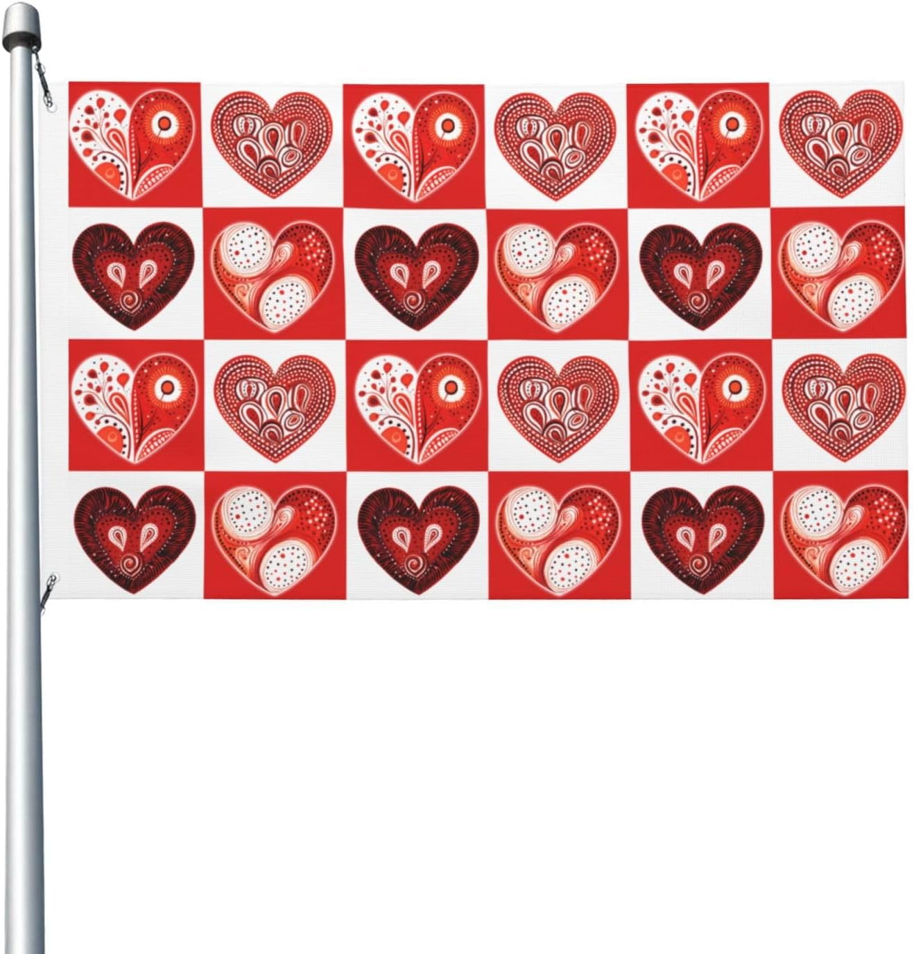 Red Heart Valentines Day Yard House Flags, Buffalo Love House Banner ...