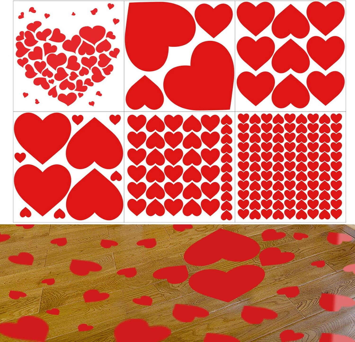 Red Heart Wall Decal Valentines Day Heart Floor Decals Stickers for ...