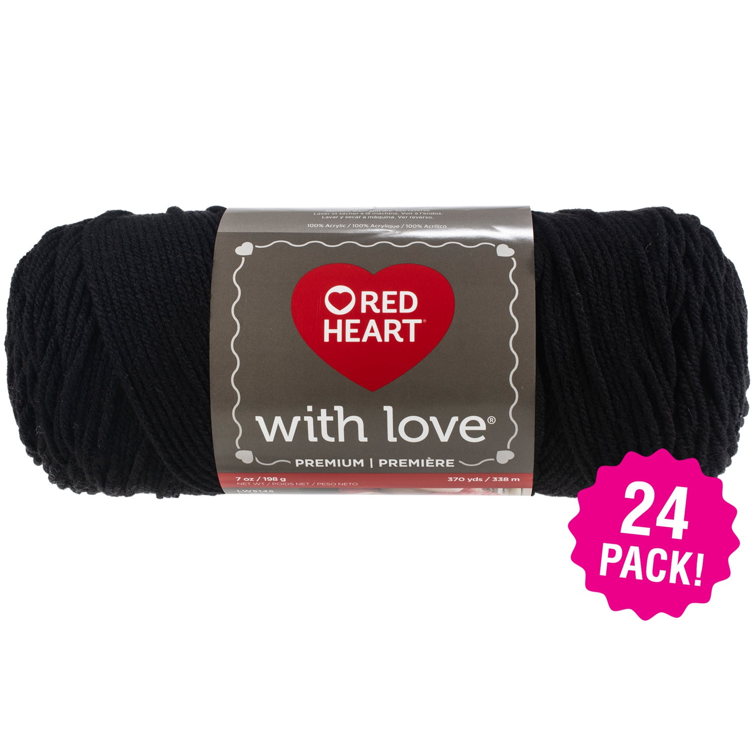 Red Heart With Love Yarn - Black, Multipack of 12 - Walmart.com