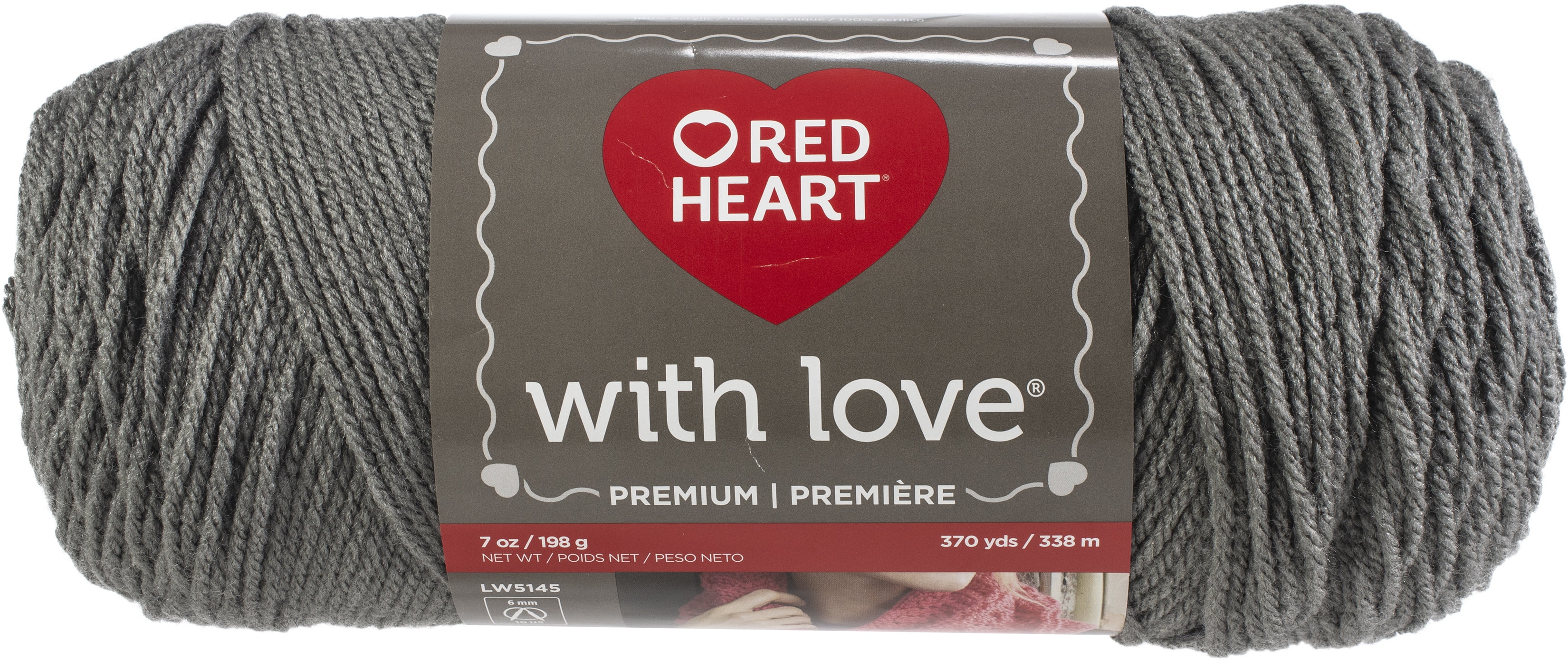 Red Heart With Love Yarn, Pewter, 100% Acrylic, 7oz, Medium Weight ...