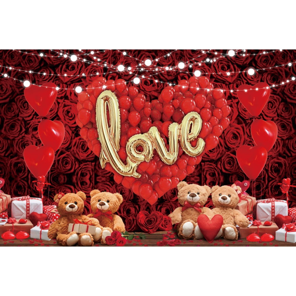 Red Hearts Balloons Love Valentine's Day Theme Photography Backdrop ...