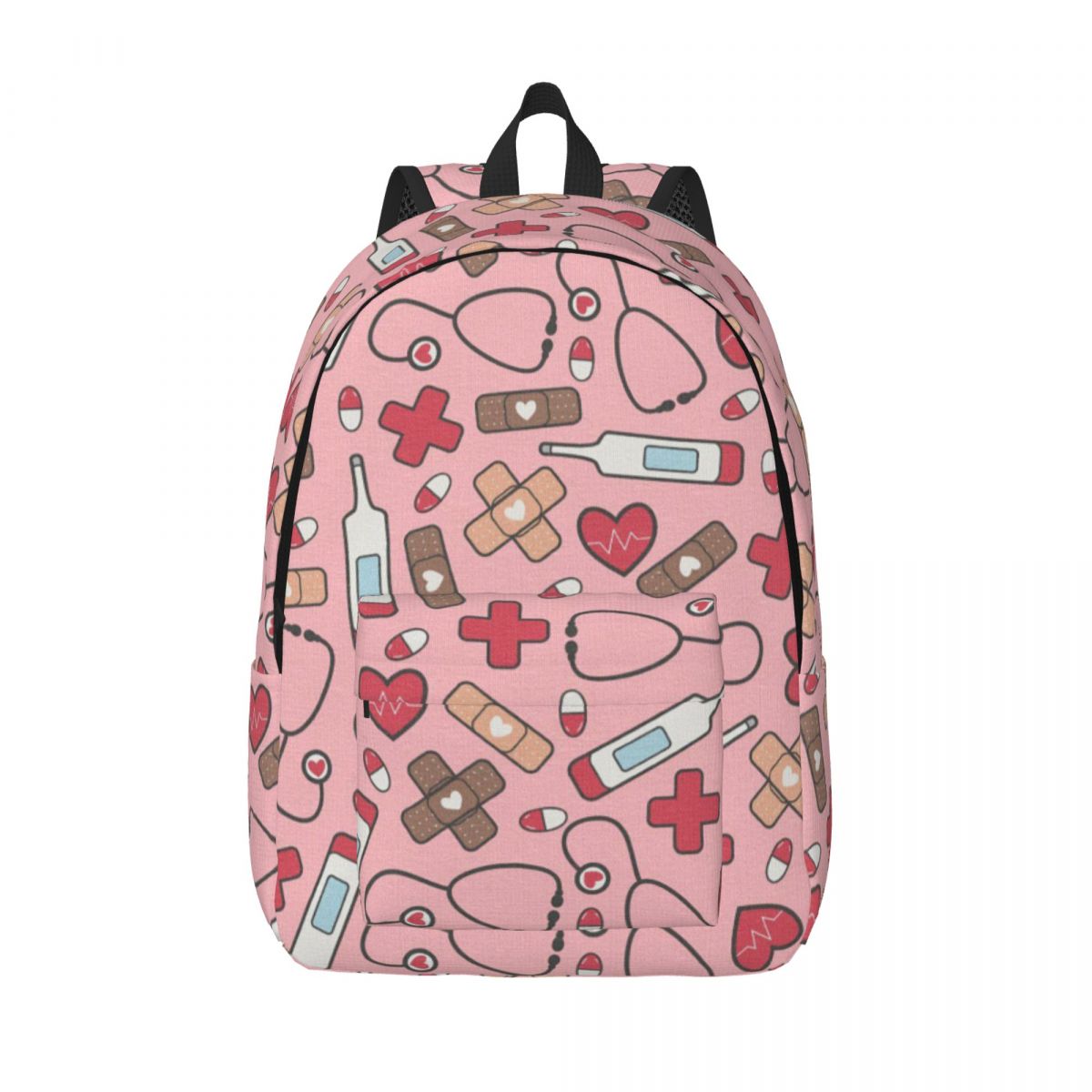 Red Hearts Nurse Doctor Pattern Canvas Backpacks for Women Men School ...