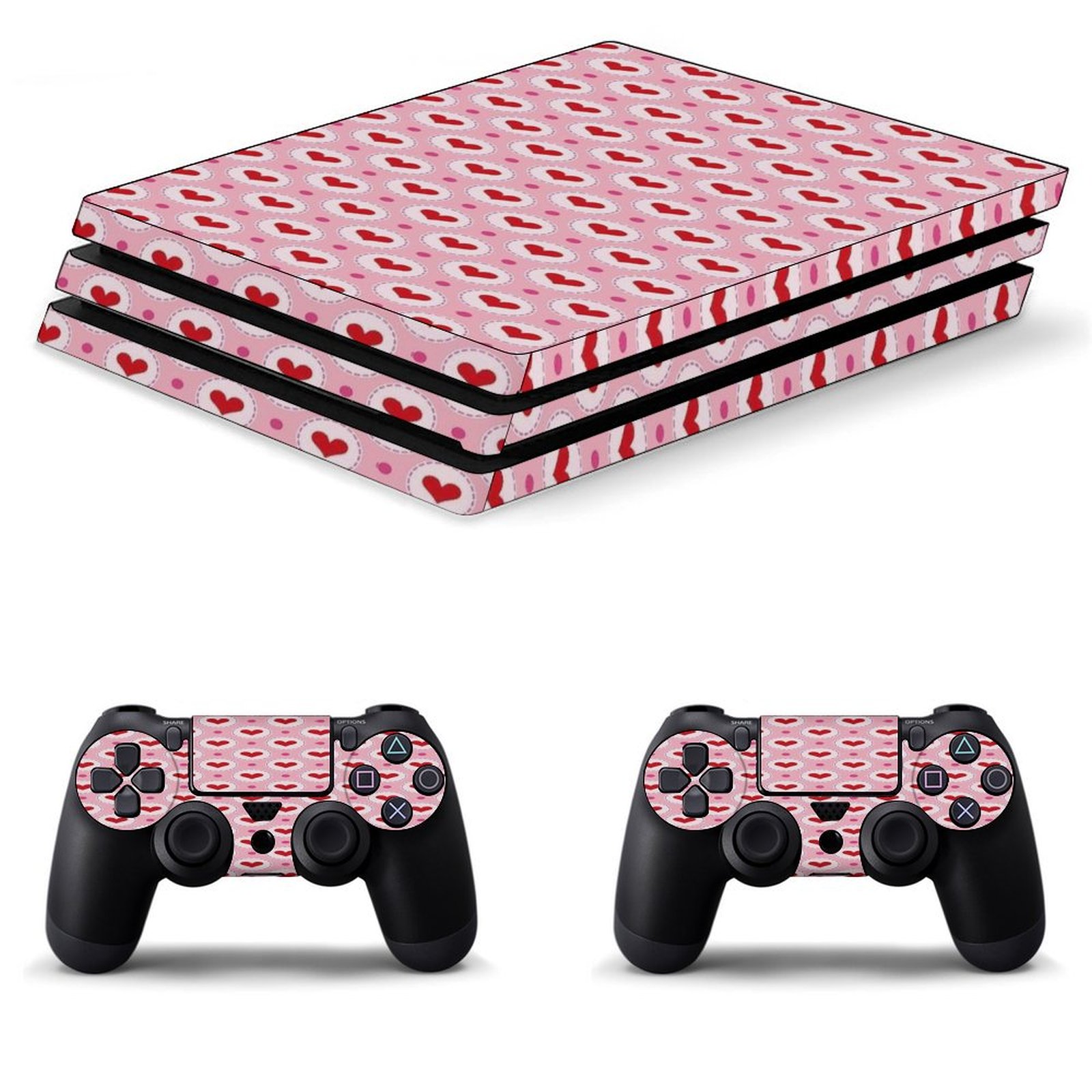 Red Hearts Pattern Background PS4/PS4 Pro/PS4 Slim Skin Sticker For ...