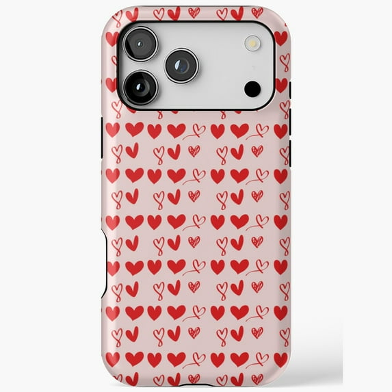 Red Hearts Pattern Love Art iPhone Case 17 to 11 Pro Max - Walmart.com