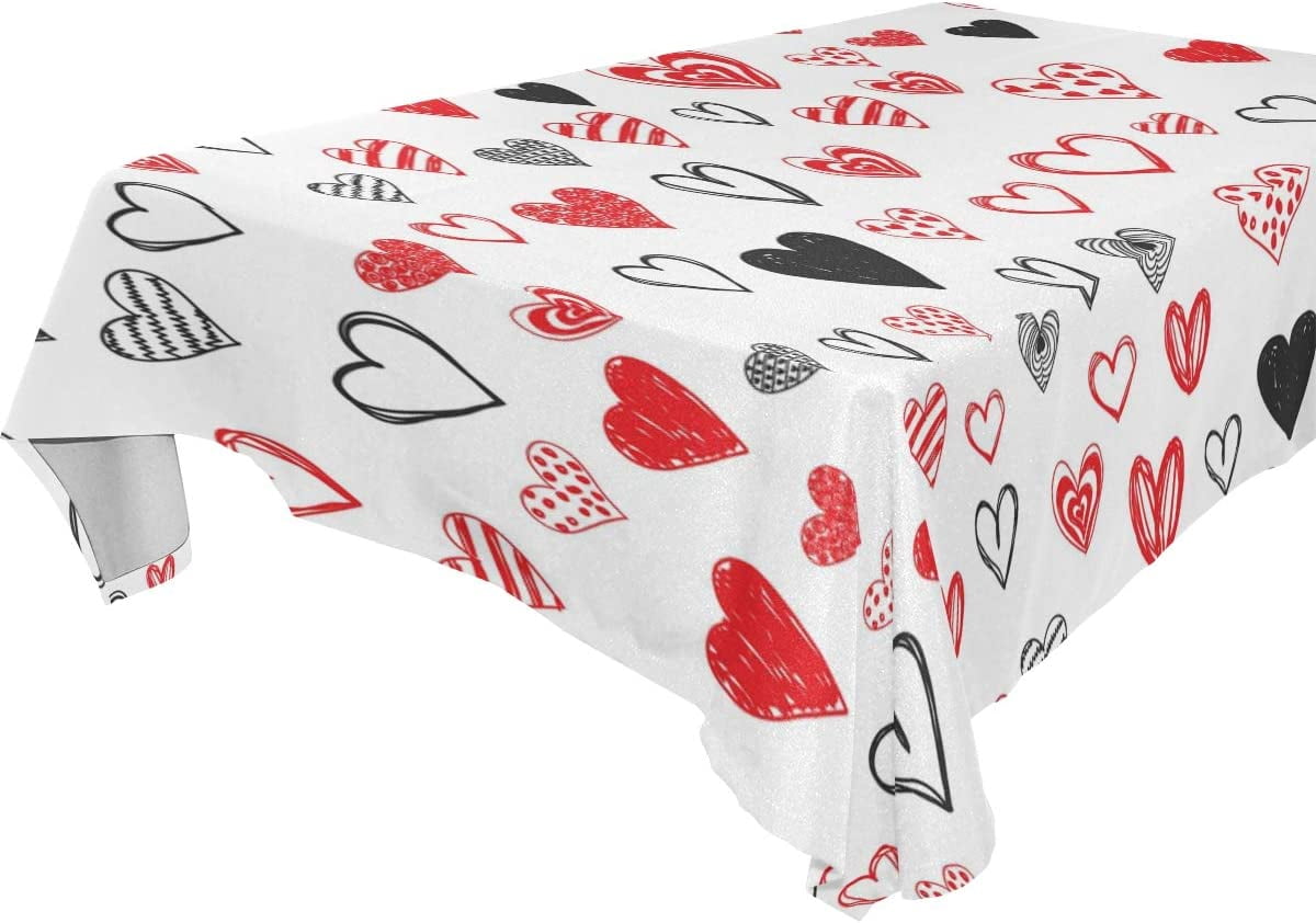 Red Hearts Tablecloth Rectangle Colorful Vintage Mother''s Valentine''s ...