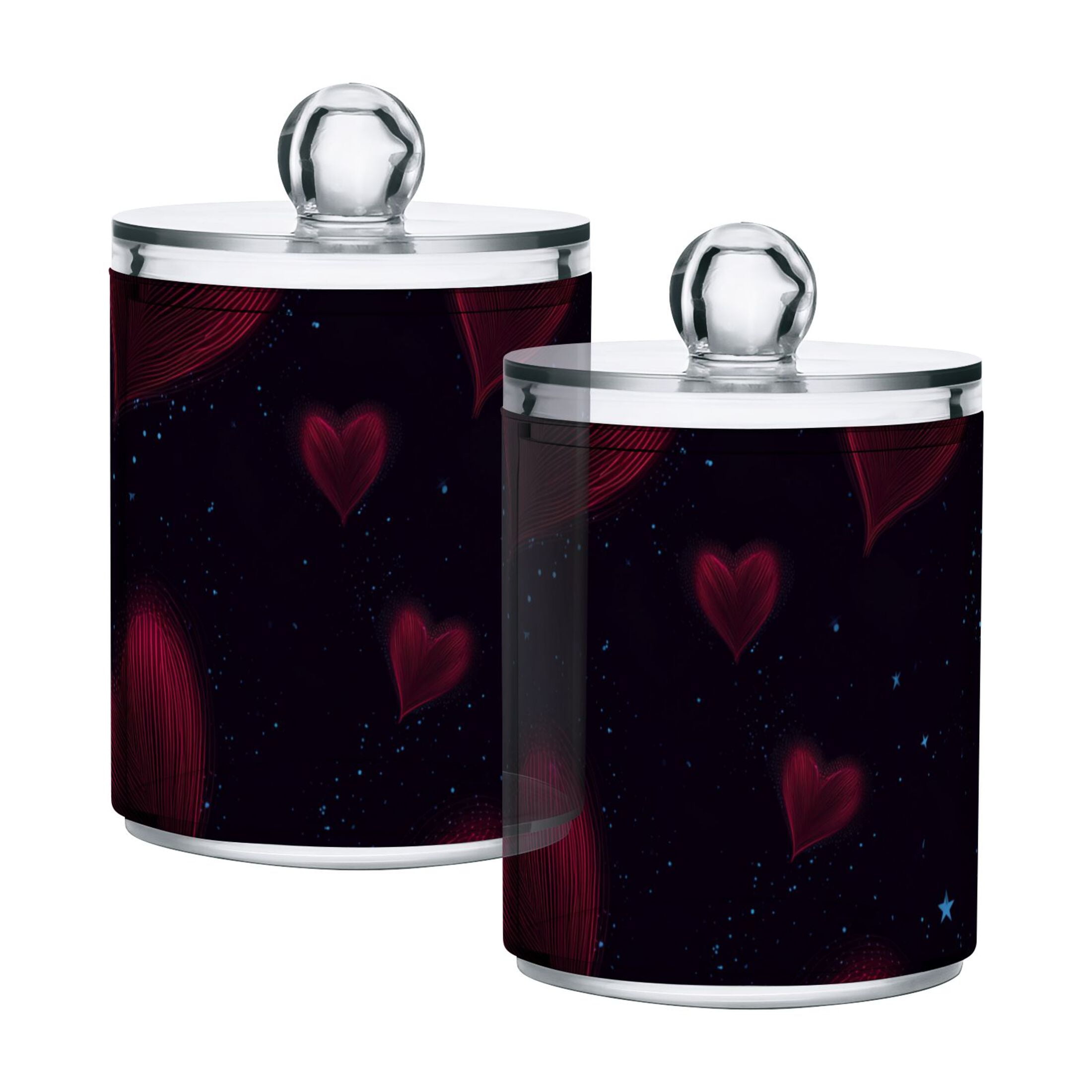 Red Hearts with Blue Stars Valentine Translucent Plastic Cans Storage ...