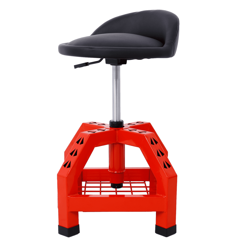 Red Heavy Duty Pneumatic Swivel Stool with Casters, 360 Degree Rolling ...
