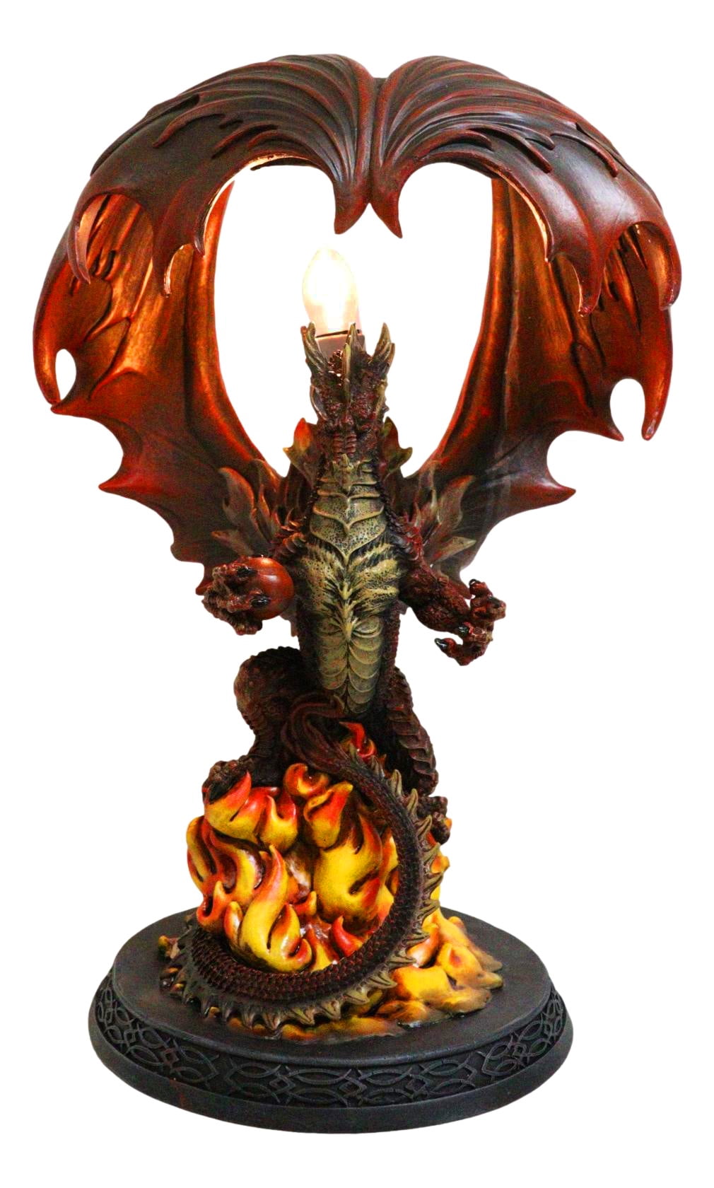 Red Hell Fire Flame Volcano Dragon Table Lamp With Towering Canopy ...