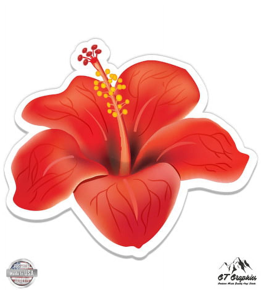 Red Hibiscus - 5" Vinyl Sticker - For Car Laptop I-Pad - Waterproof ...