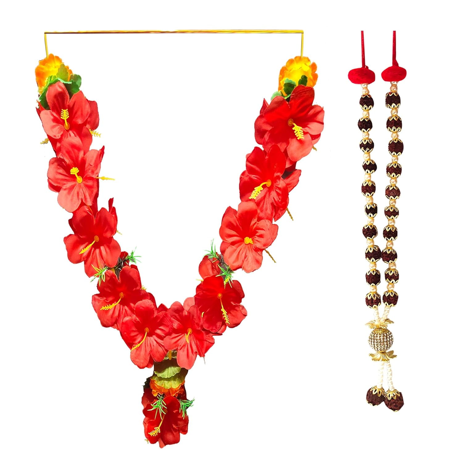 Red Hibiscus Flower for Ganpati Ganesh Idol Gudhal Pool Mala for god ...