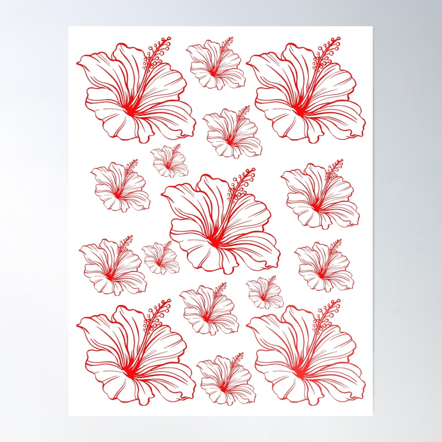 Red Hibiscus Poster Wall Art, Modern Wall Decor, 12x18 UNFRAMED ...