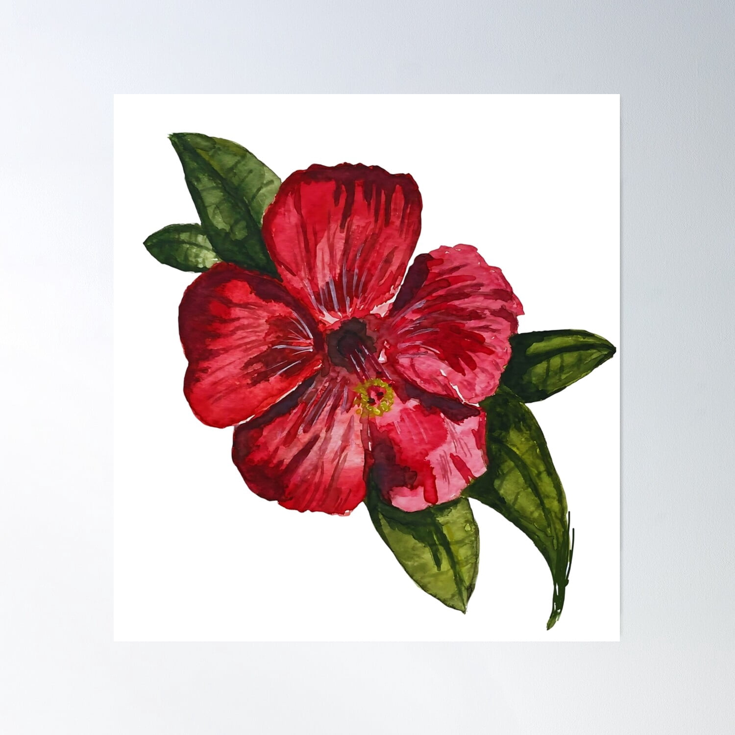 Red Hibiscus Poster Wall Art, Modern Wall Decor, 16x16 UNFRAMED ...