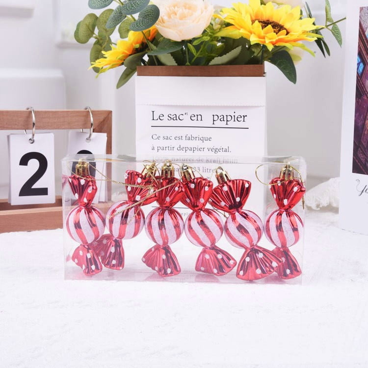 Red Holiday Candy Themed Ornaments For Decor Plastic Build With ...