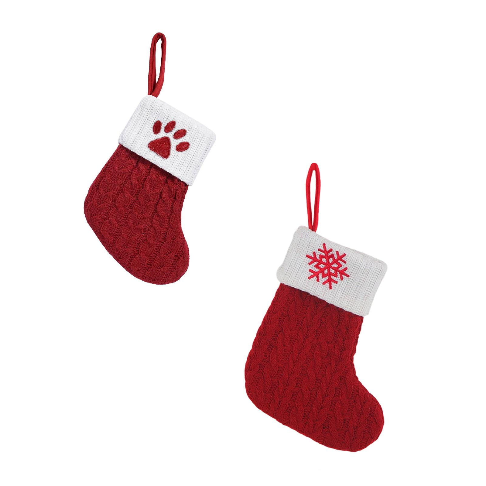 Red Holiday Stockings Set Soft Fabric Candy-Themed Hanging Decor ...