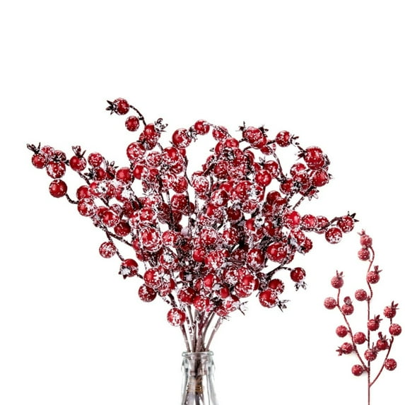 Red Holly Berry Branches,24pack Durable Artificial Holly Picks with ...