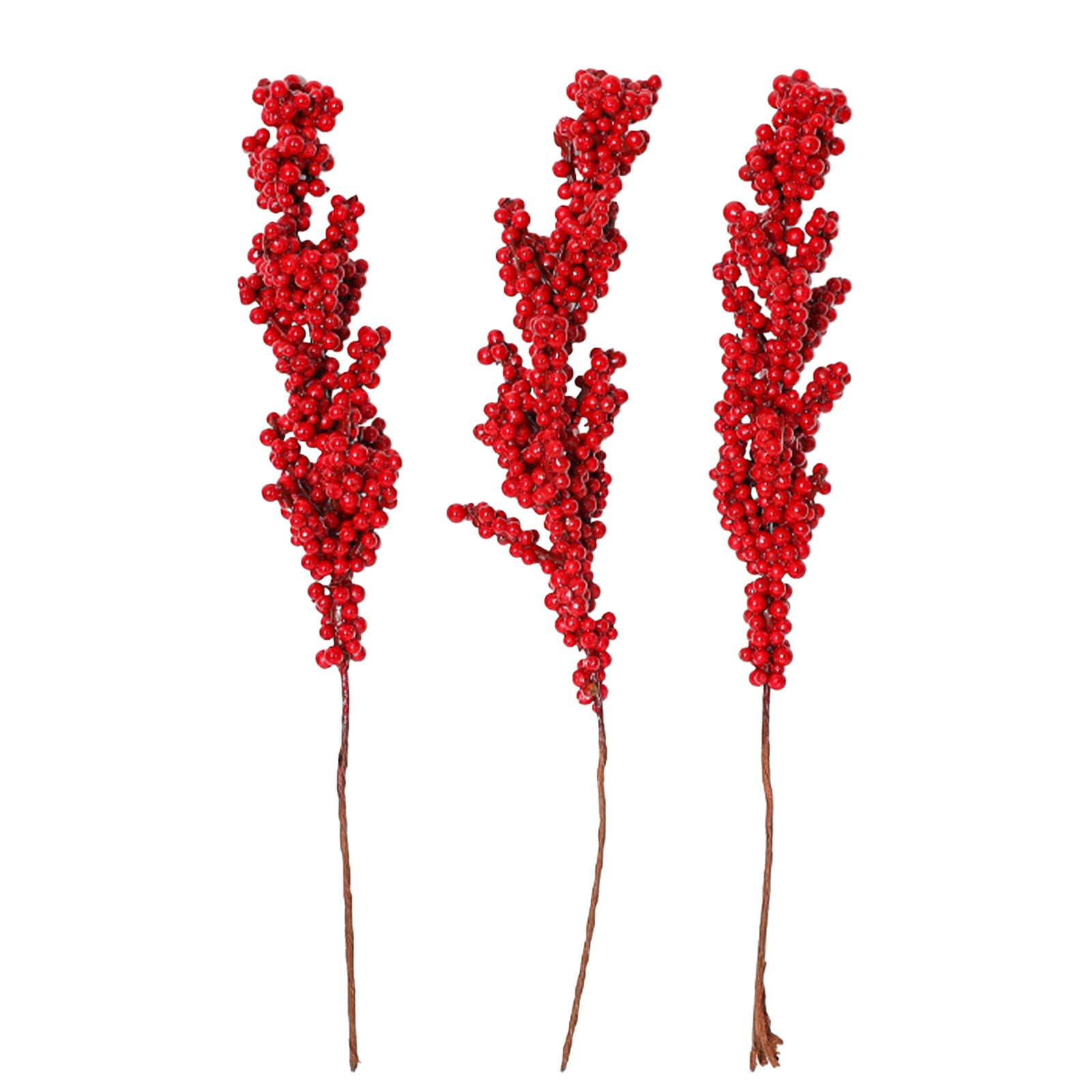 Red Holly Berry Stems and Picks for Christmas Decor - Small Artificial ...