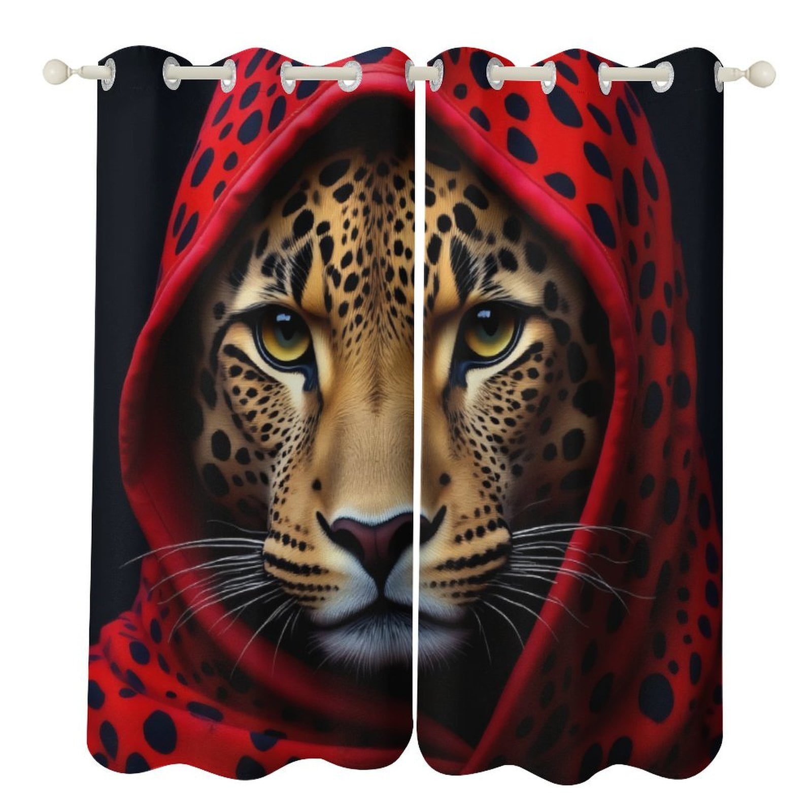 Red Hood with Black Spots Blackout Window Curtains for Bedroom Living ...