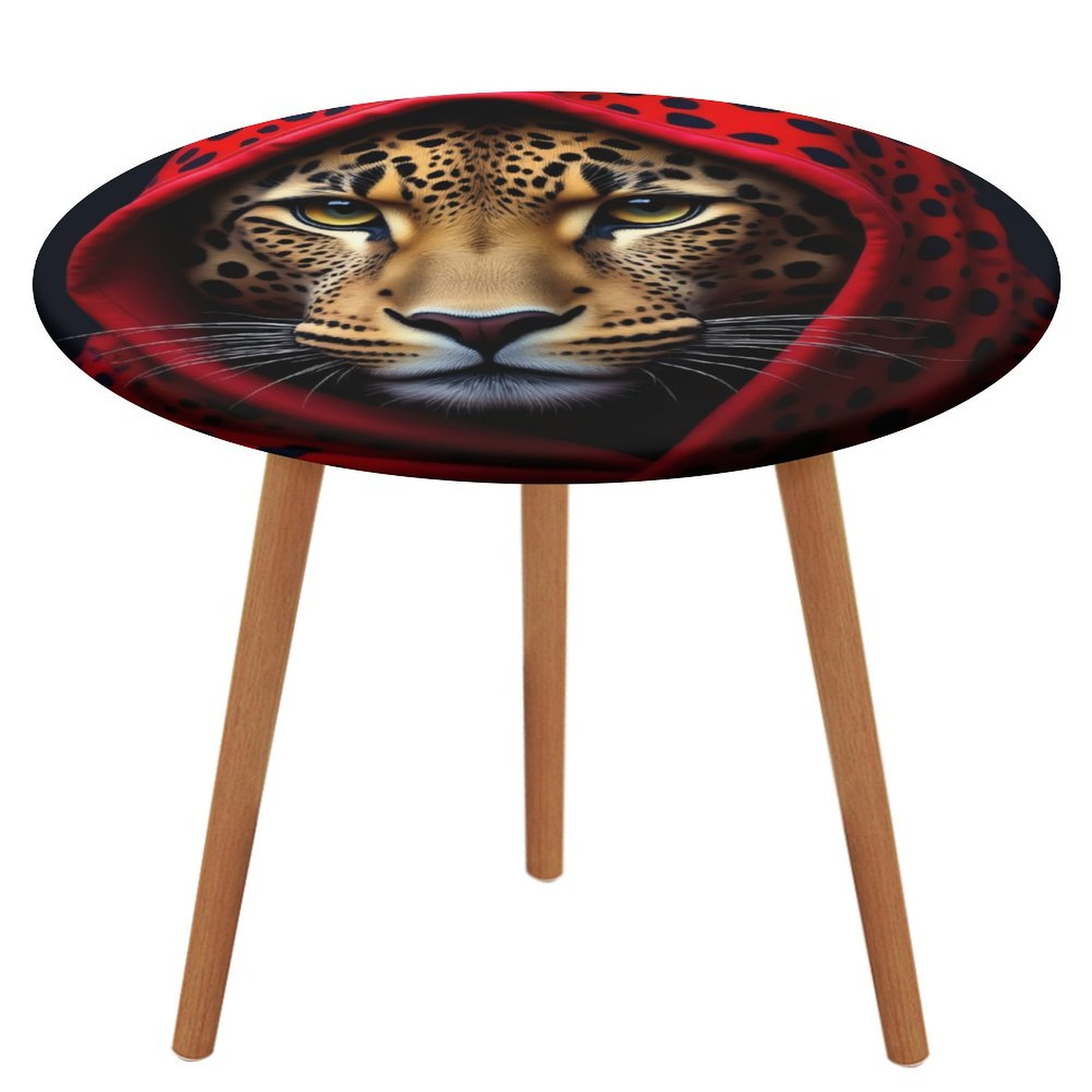 Red Hood with Black Spots Pattern Round Tablecloth Waterproof Elastic ...