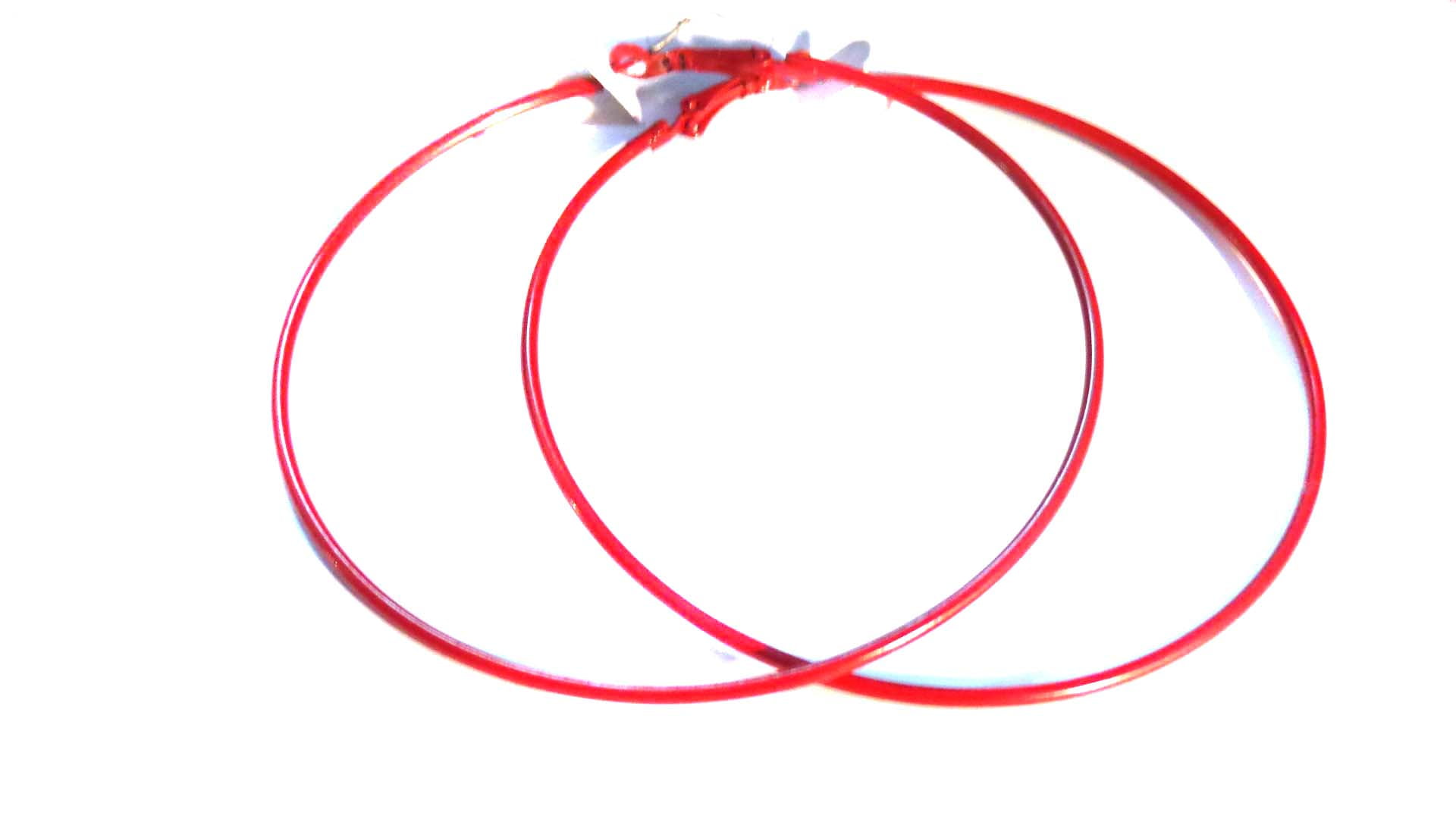 Large Red Classic Thin Round Hoop Earrings, 2.75 inch Diameter ...