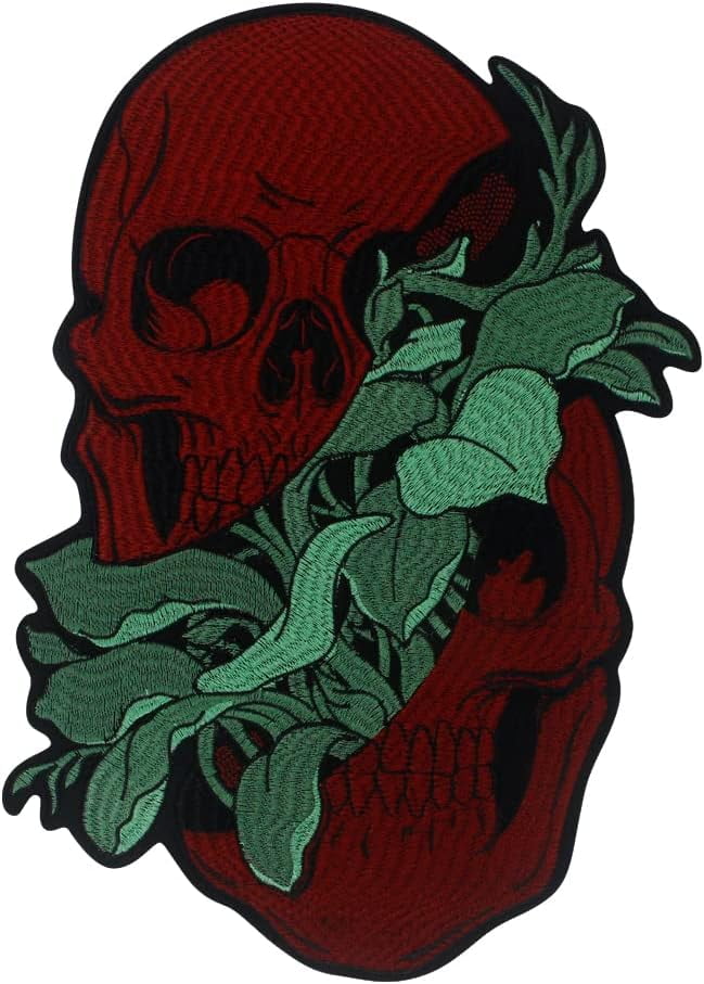 Red Horror Skull Iron On Patches Punk Embroidered Badge Fabric Applique ...