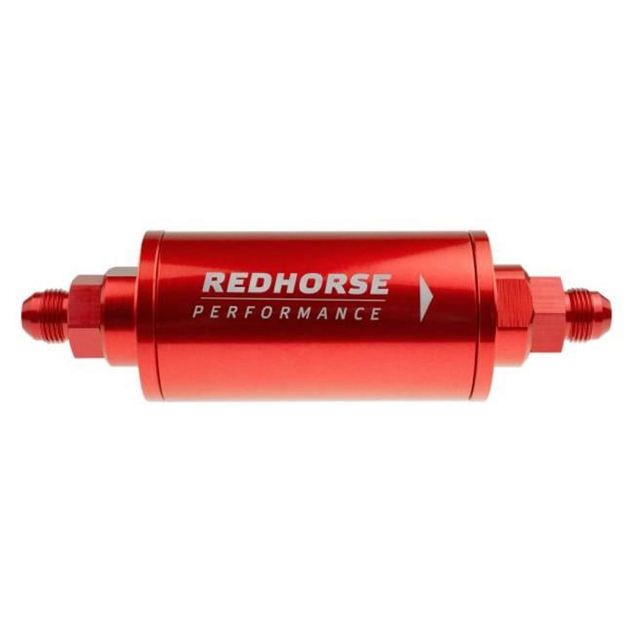 Red Horse Performance 6 in. Cylindrical In-Line Race Fuel Filter, Red ...